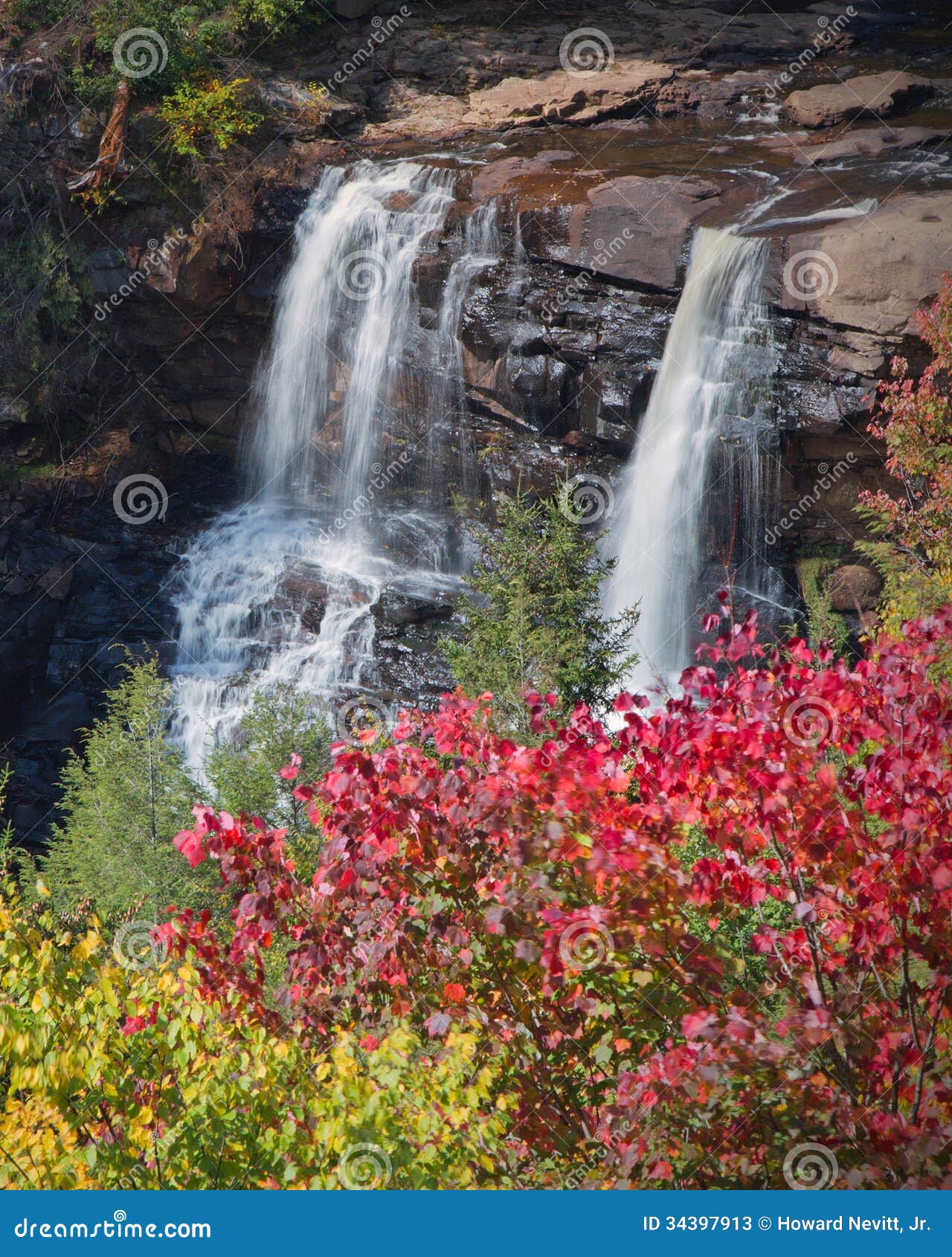 Black water falls in fall stock image. Image of black - 34397913
