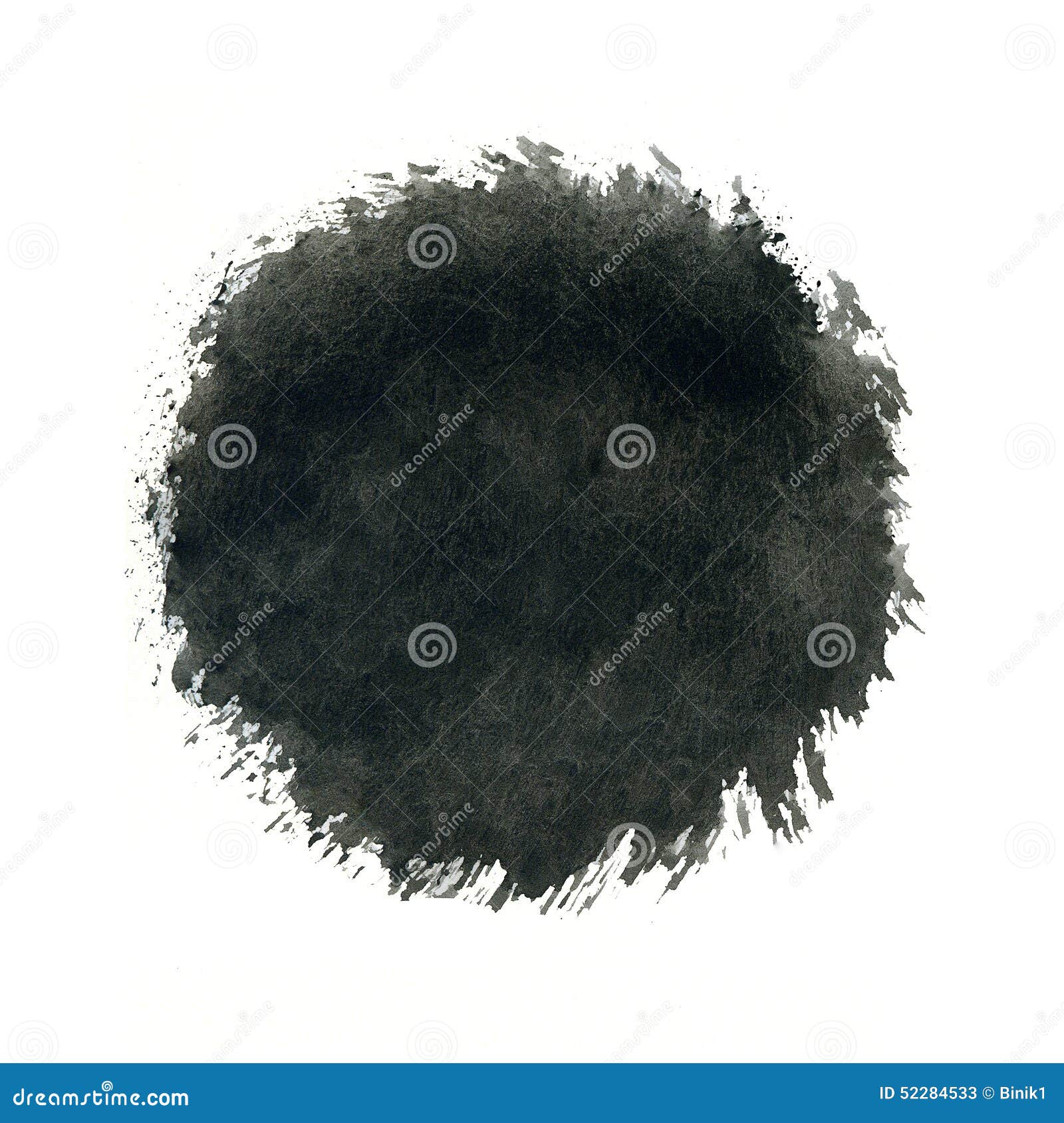 Black Watercolor Circle Splash on White Background. Stock Illustration ...