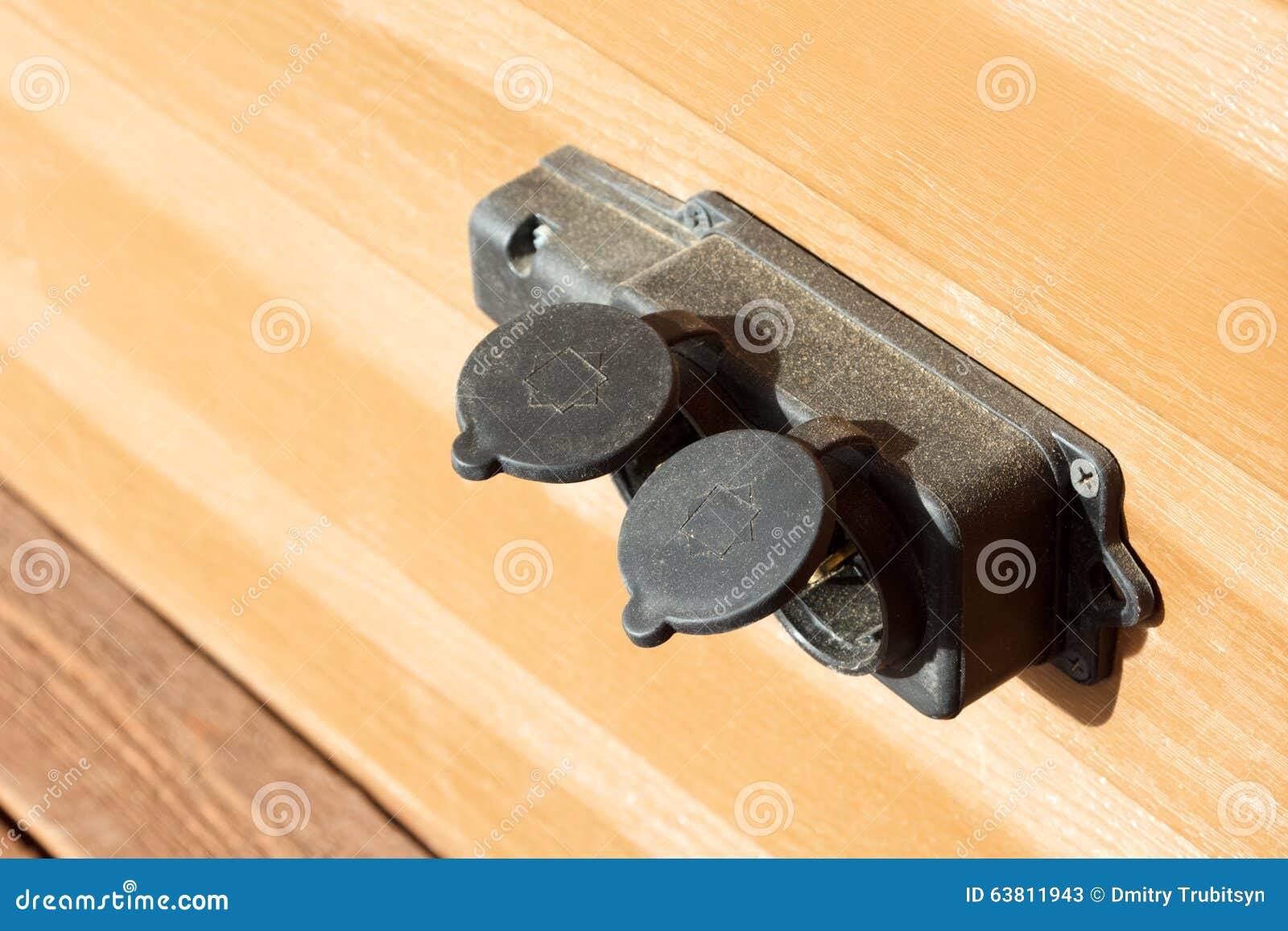 Black Waterproof Outdoor Electrical Outlet with Rubber Cap Stock Image ...