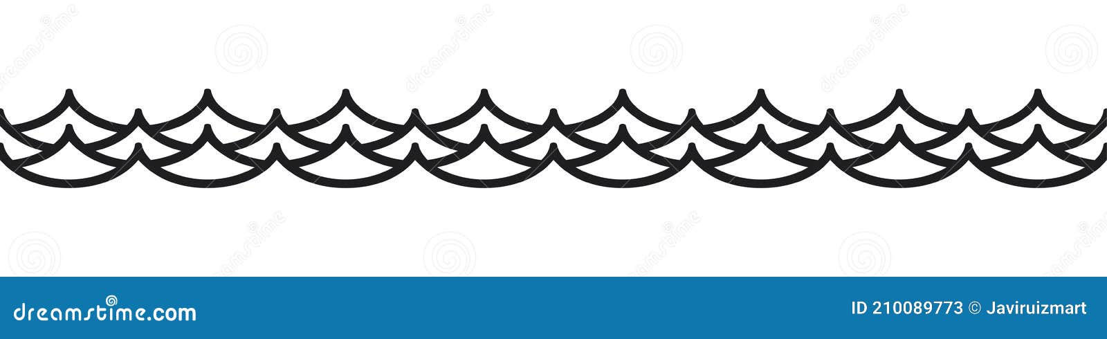 Black waves border stock vector. Illustration of ocean - 210089773