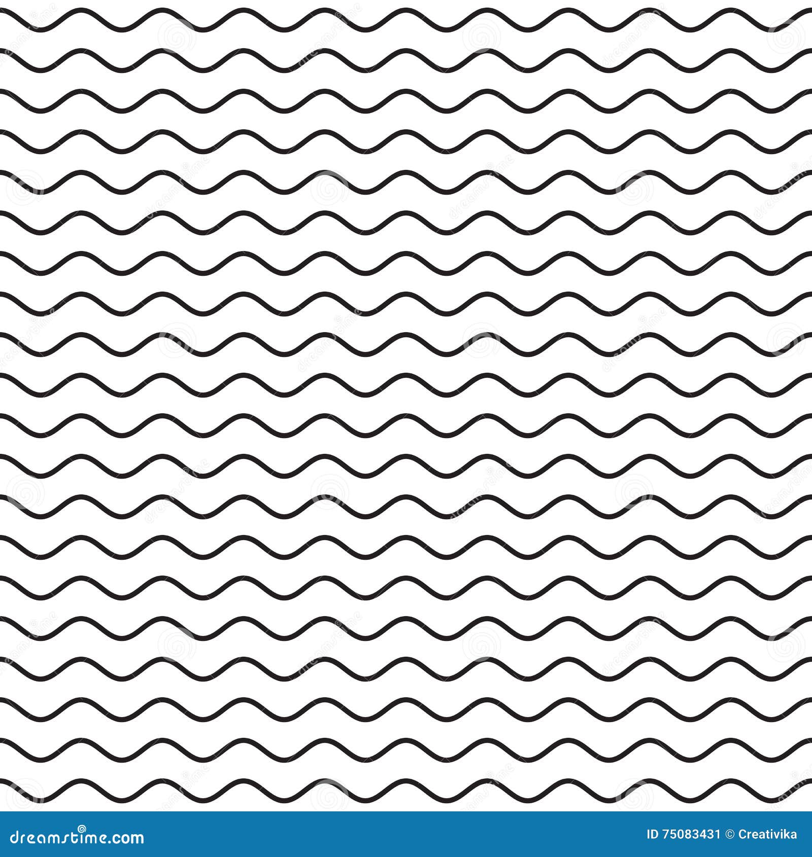 Black Wavy Line Seamless Pattern Stock Vector - Illustration of ...