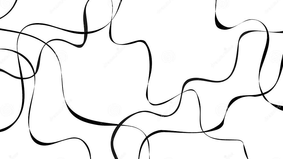 Black Wavy Lines Pattern. Abstract Background with Hand Drawn Random ...