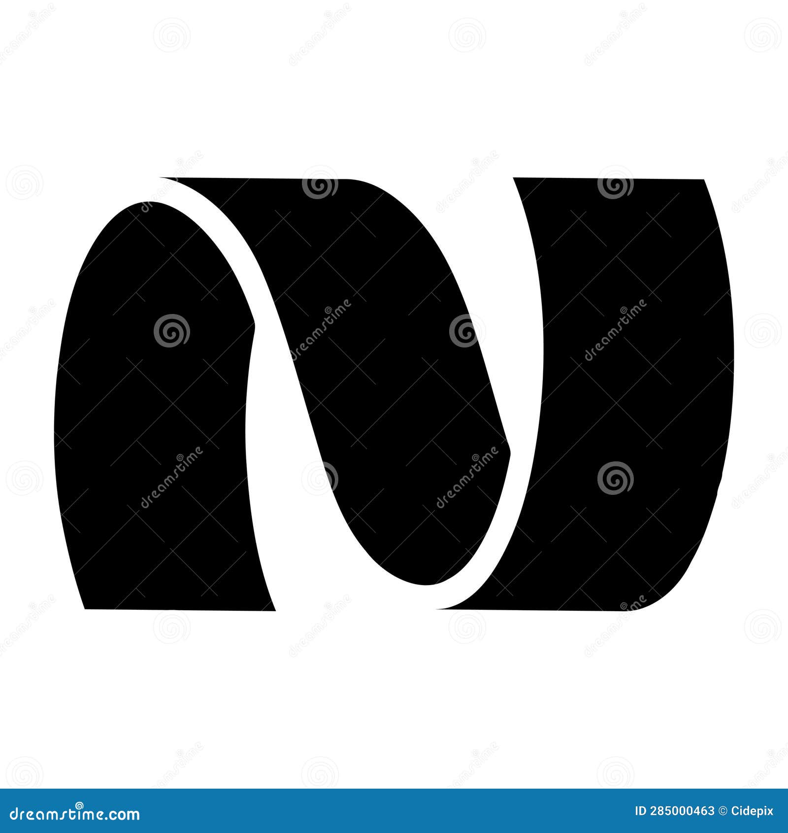 Black Wavy Shaped Letter N Icon Stock Vector - Illustration of capital ...