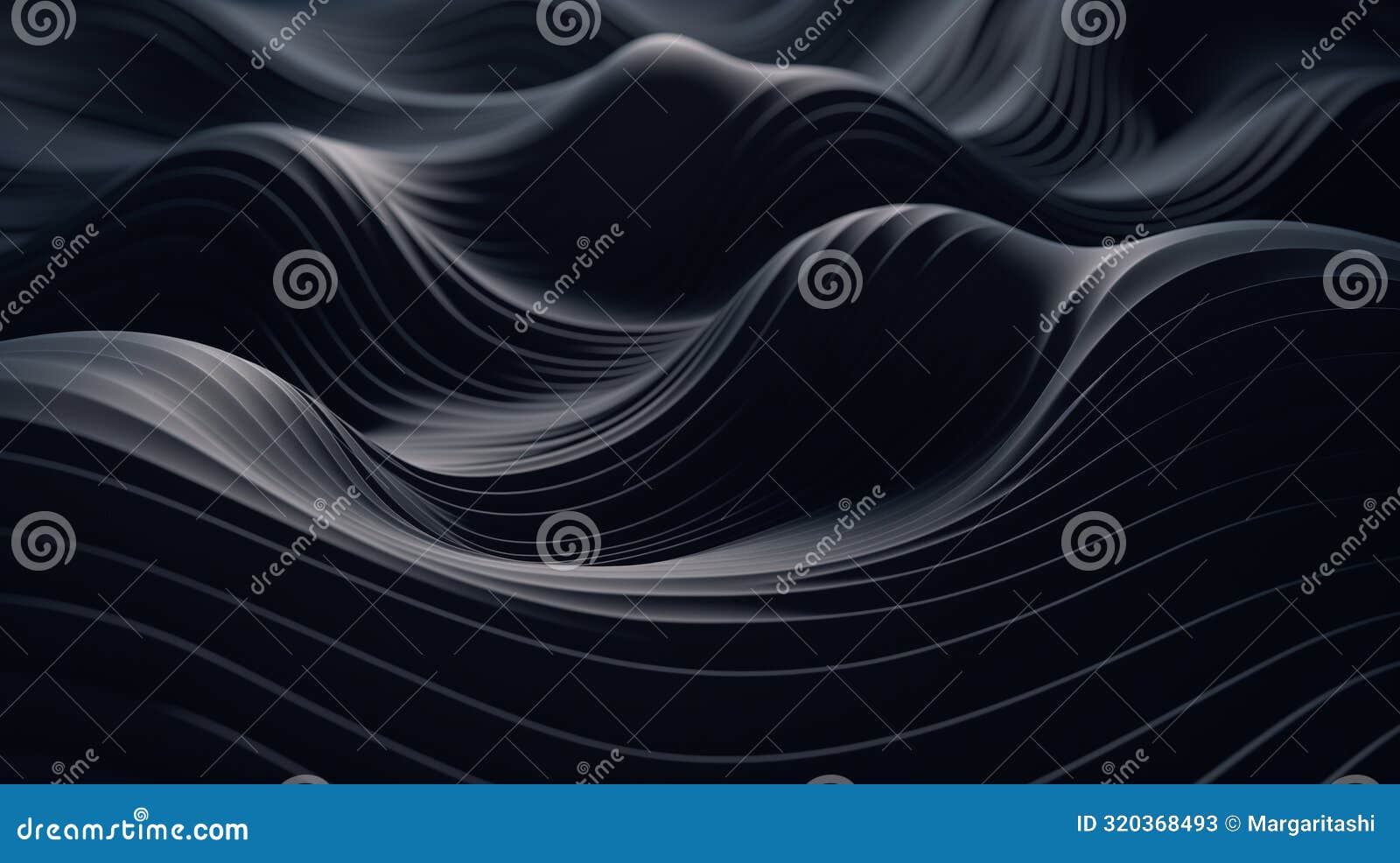 Black Wavy Smooth Dynamic Background. Conceptual Rubber Surface for ...