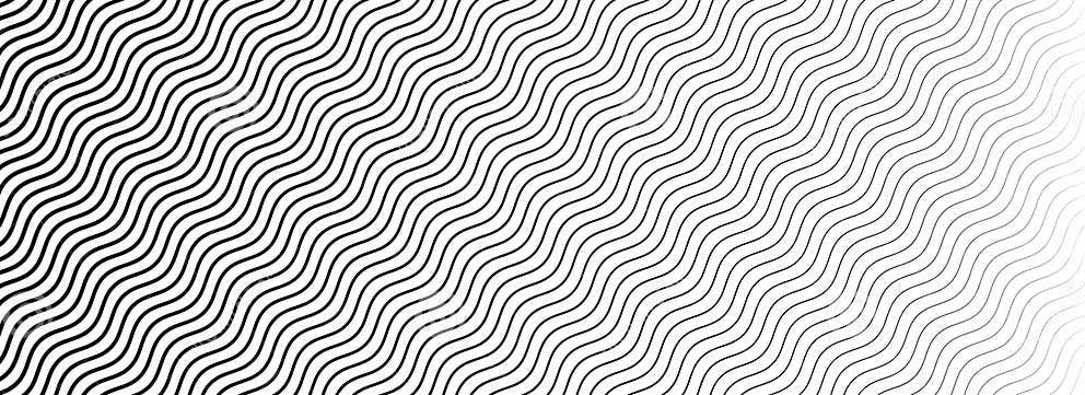 Black Wavy Texture Gradient. Wave Line Pattern Wallpaper. Fading Curved ...
