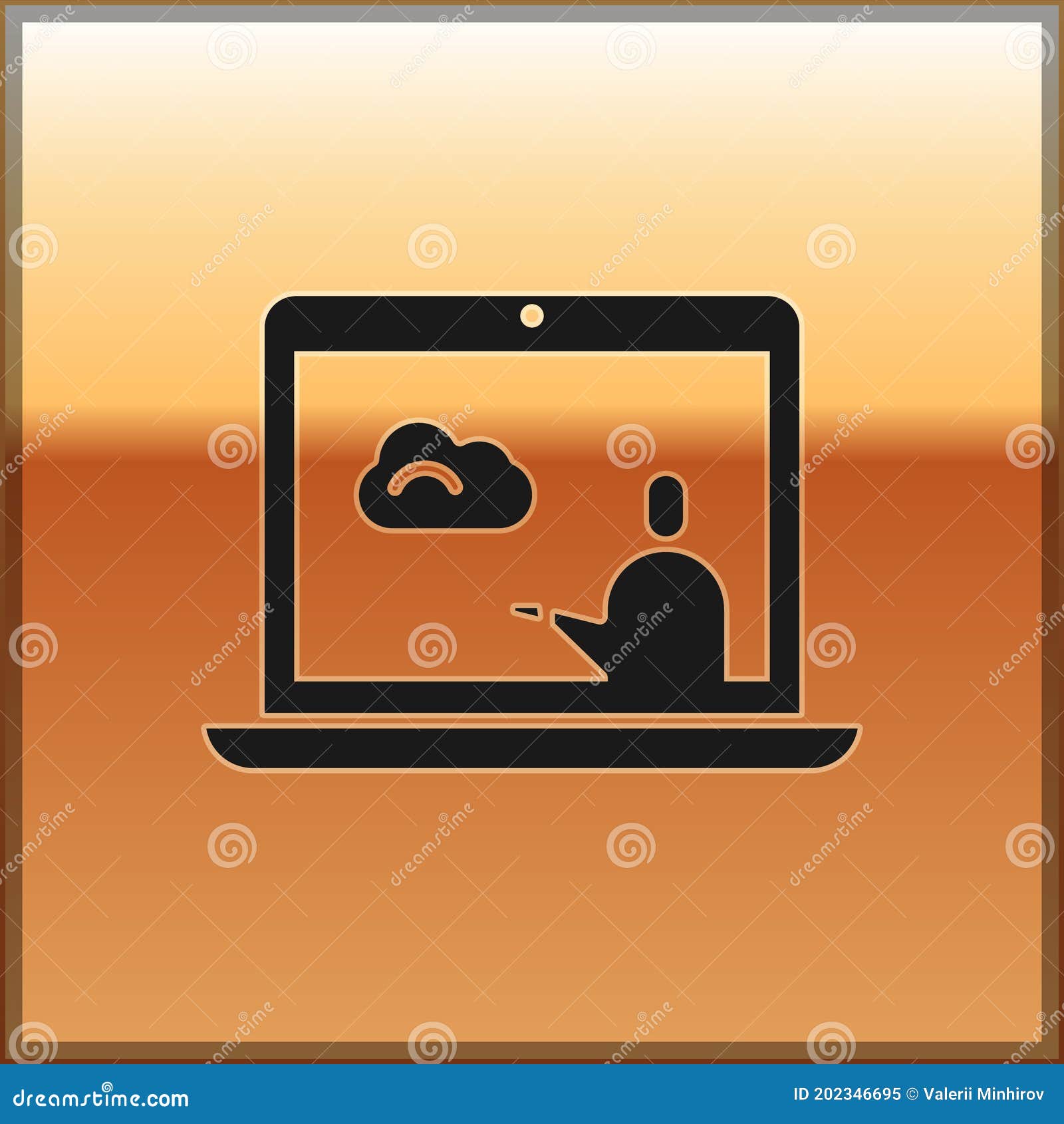 Black Weather Forecast Icon Isolated on Gold Background. Vector ...