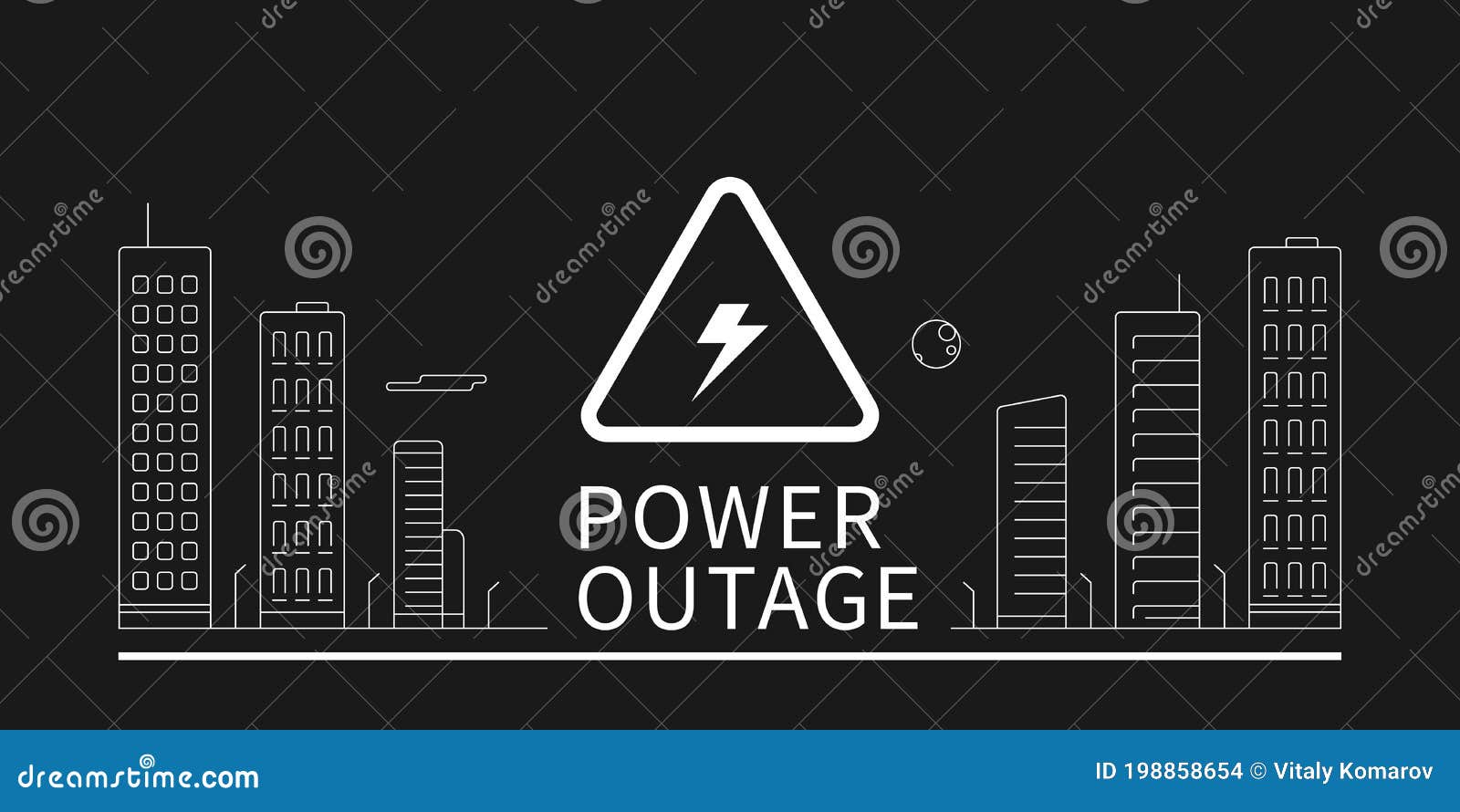 The Black Web Banner of a Power Outage with a Warning Sign and the ...
