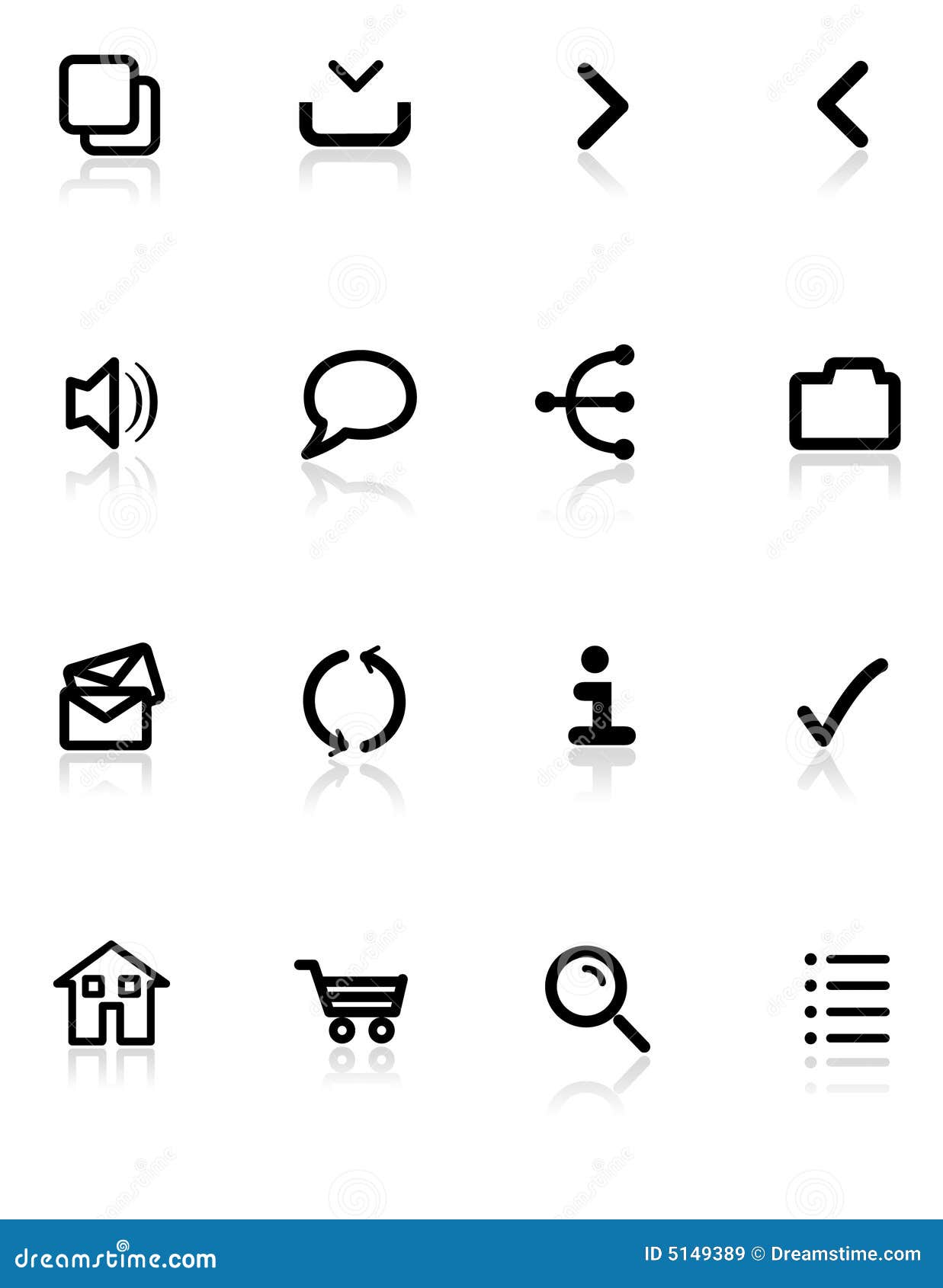 Black web icons stock illustration. Illustration of reflection - 5149389
