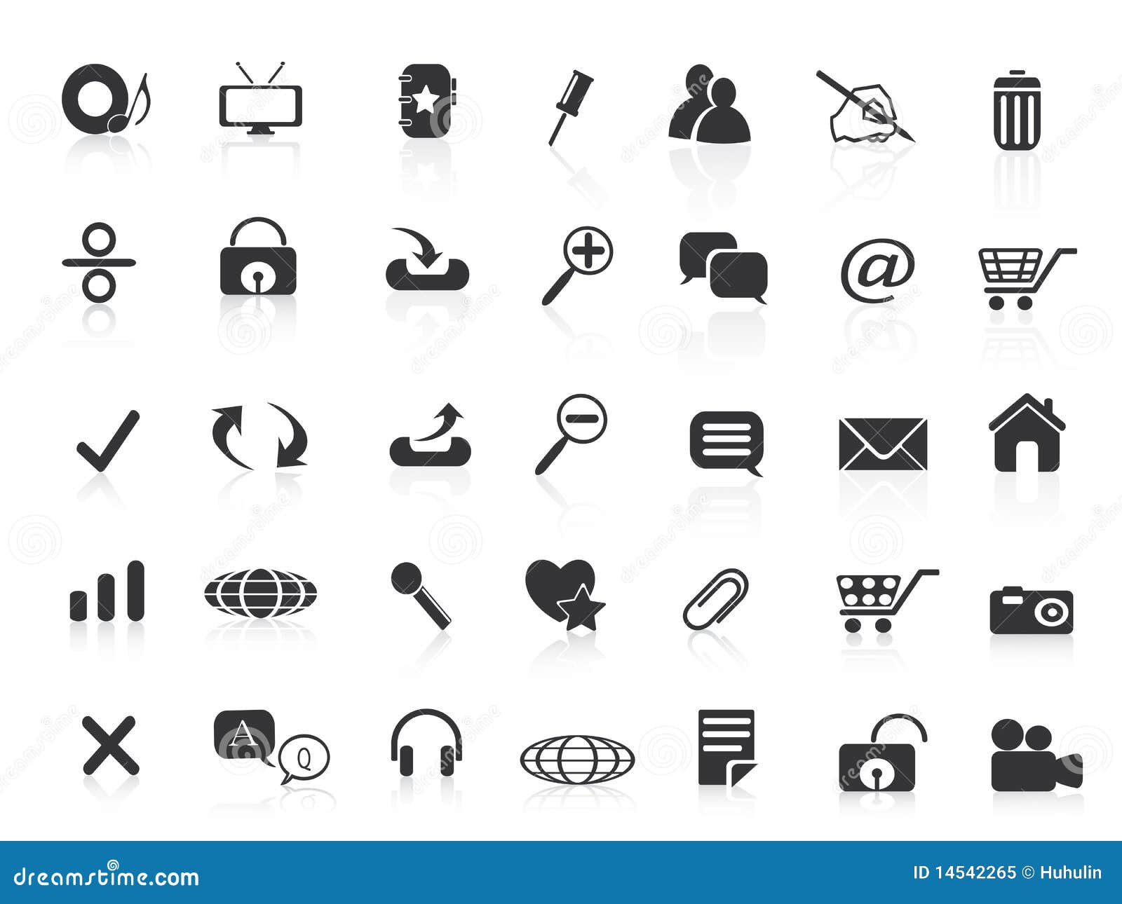 Black web icons set stock vector. Illustration of black - 14542265