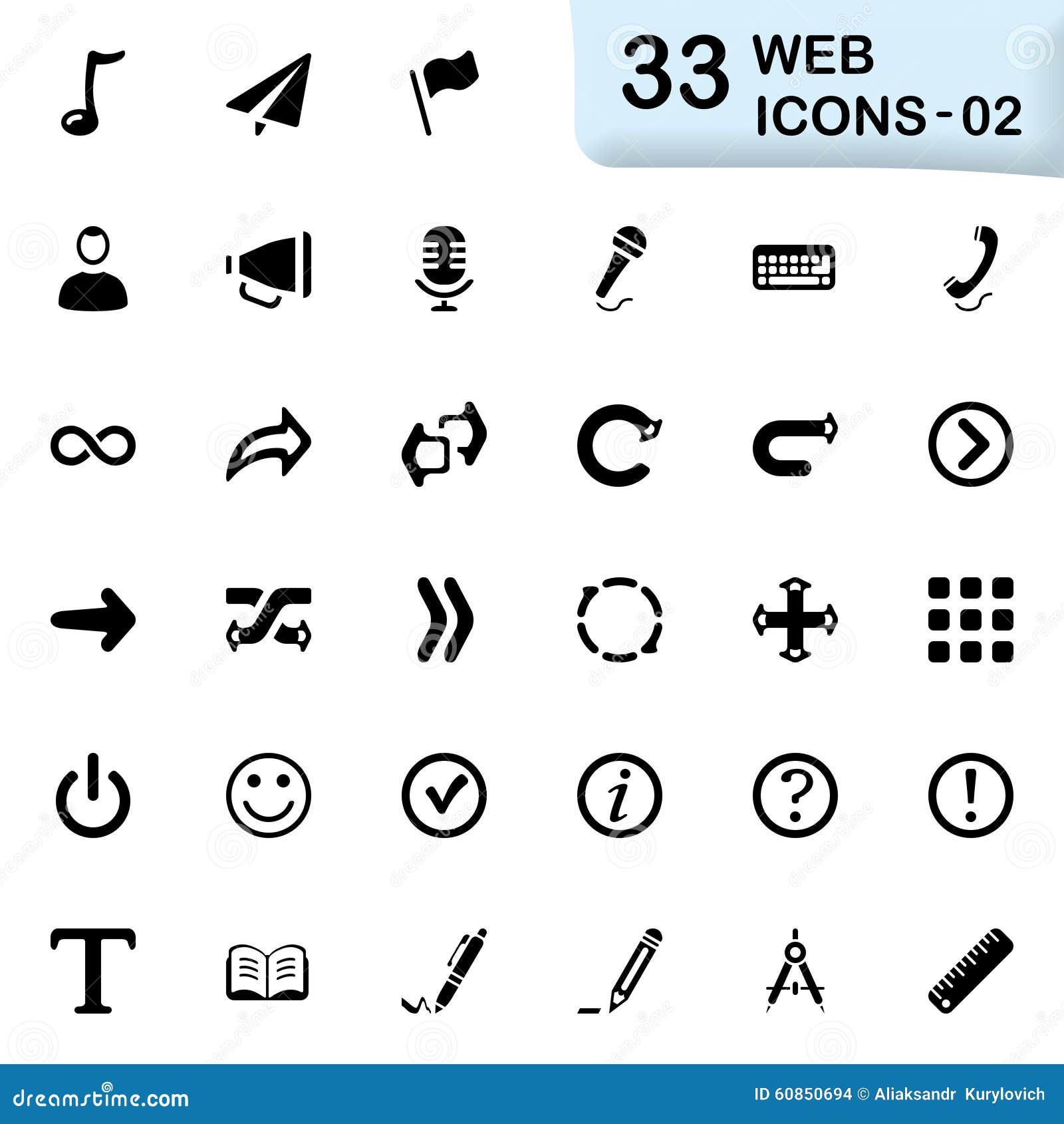 33 black web icons 02 stock vector. Illustration of draw - 60850694