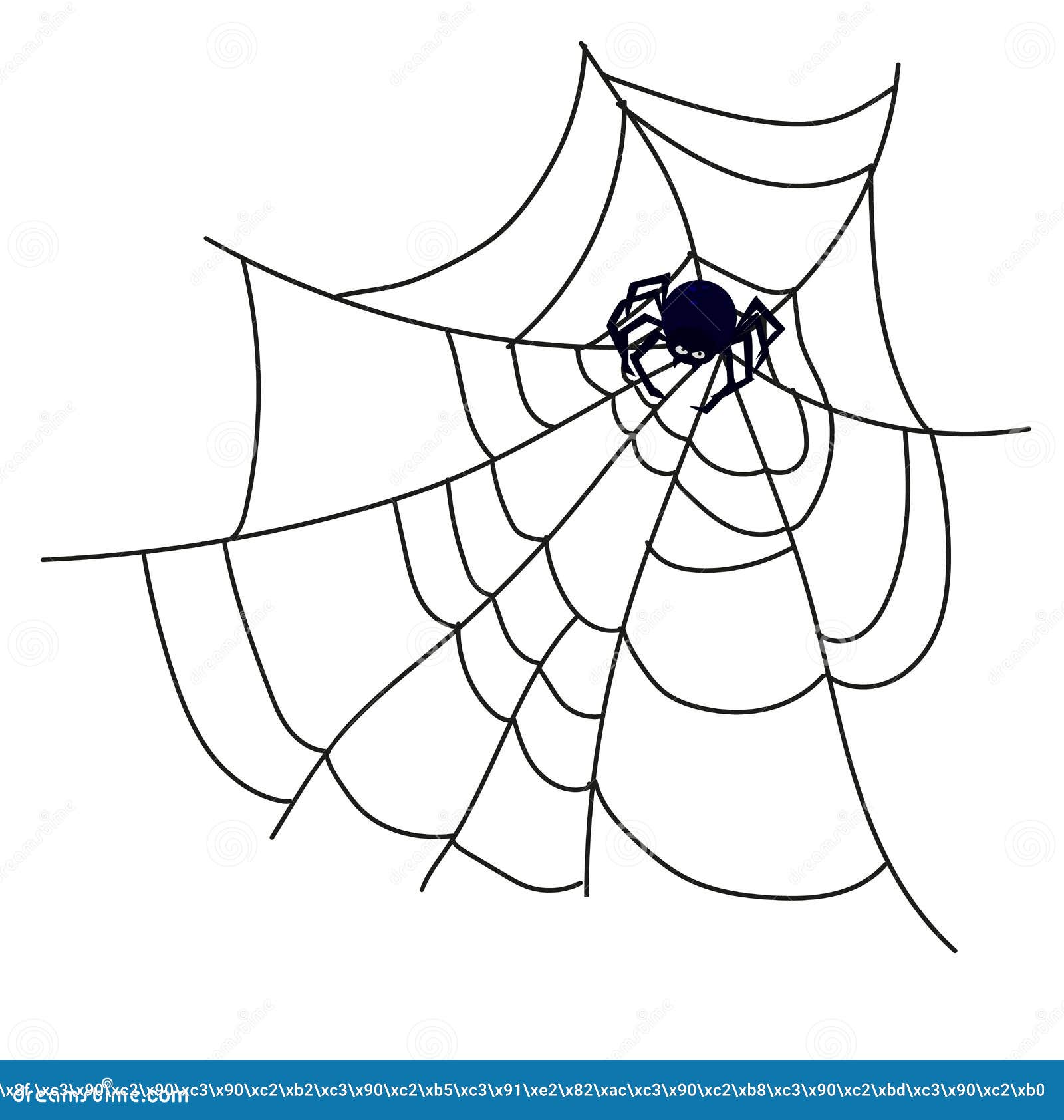 Black Web with a Spider on a White Background. Stock Vector ...
