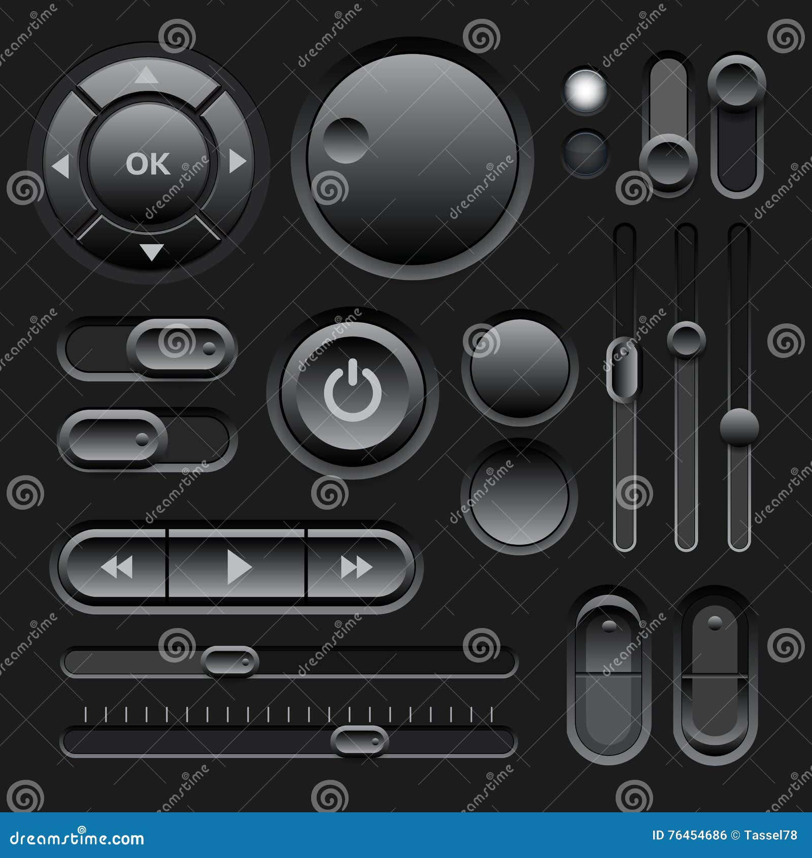 Black Web UI Elements Design Stock Vector - Illustration of object ...