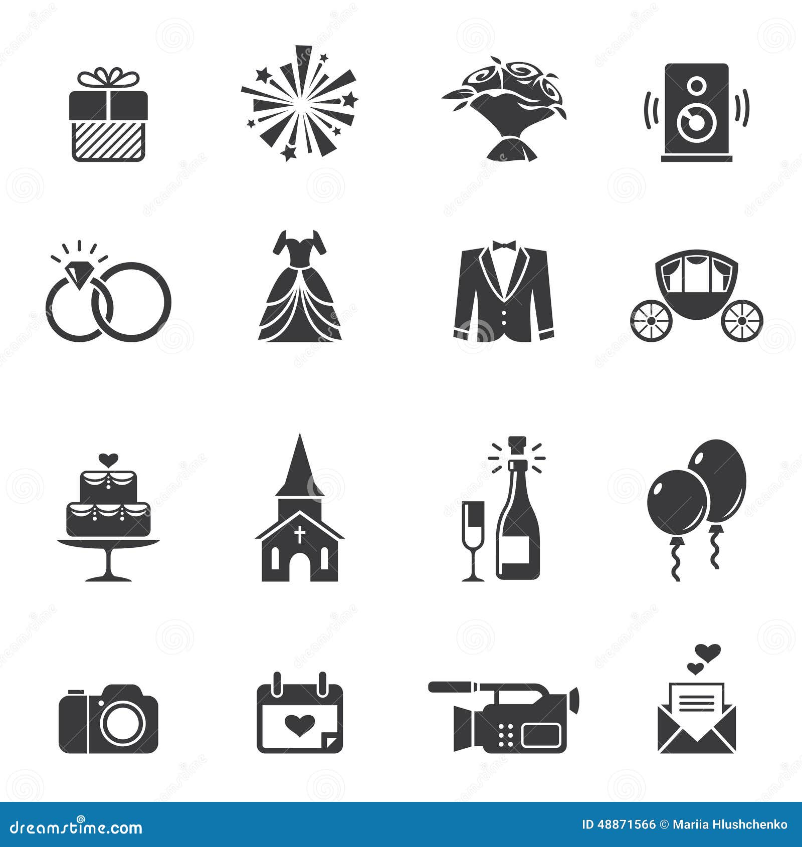 Wedding Icons. Wedding Icons Located Within The Heart On A Pink ...