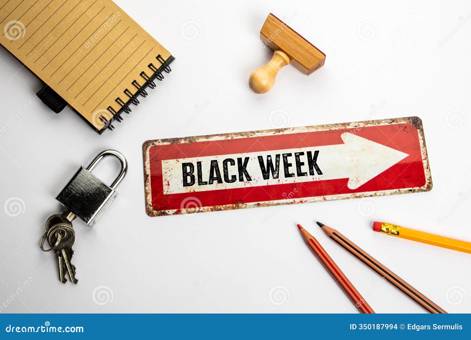 Black Week. Red Direction Arrow on a White Office Background Stock ...