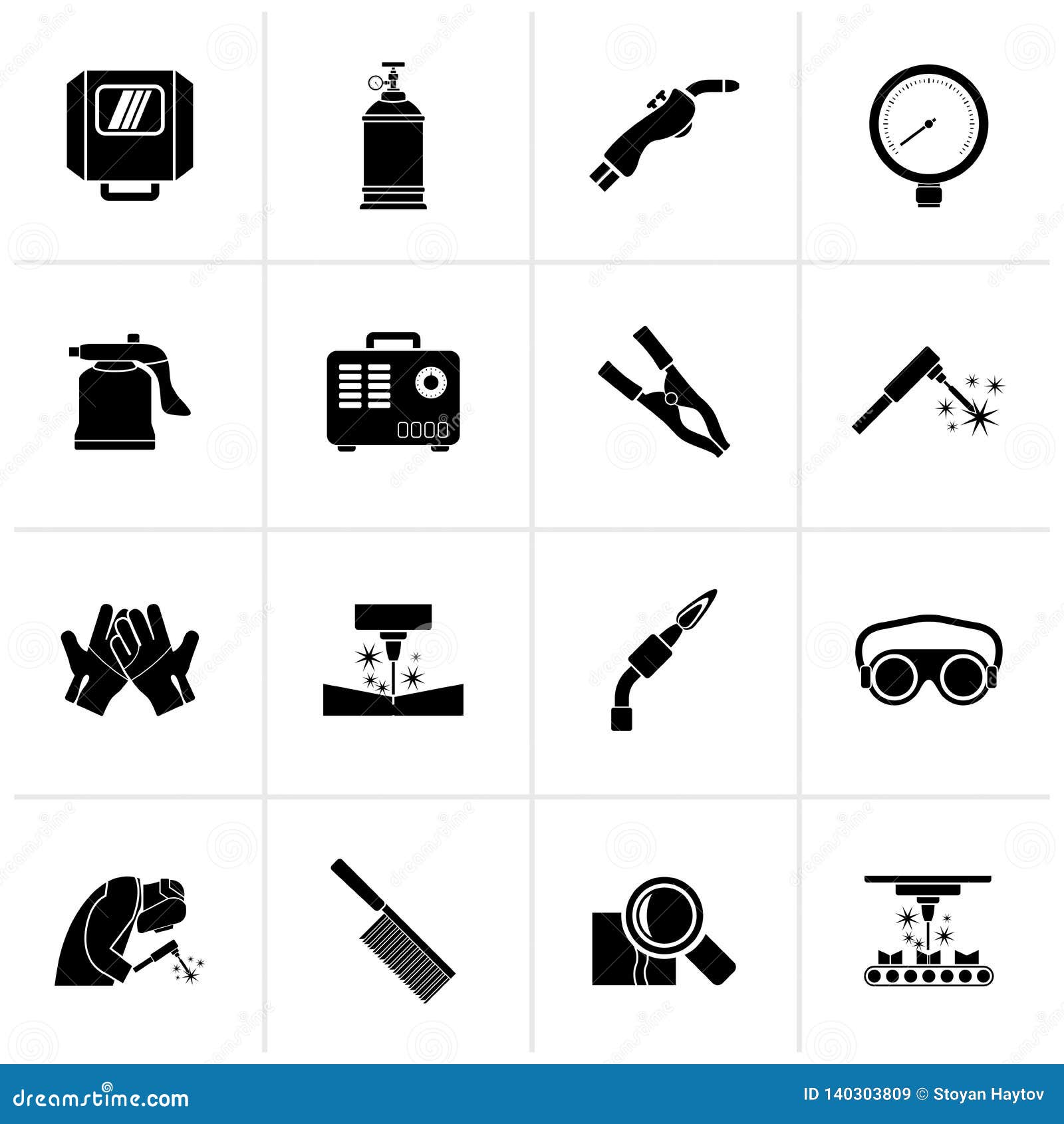 Black Welding and Construction Tools Icons Stock Vector - Illustration ...