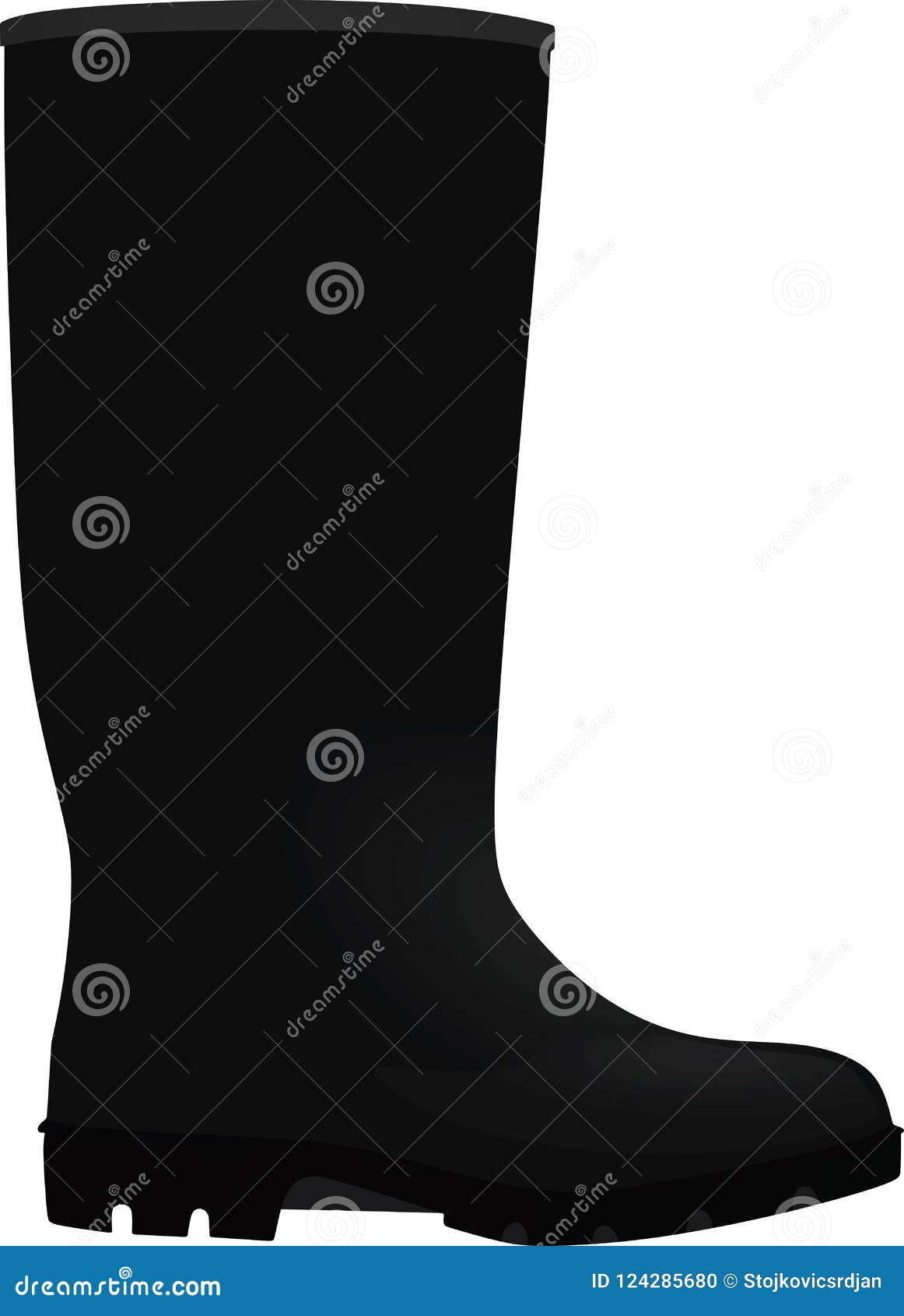 Black wellie.side view stock vector. Illustration of fashion - 124285680