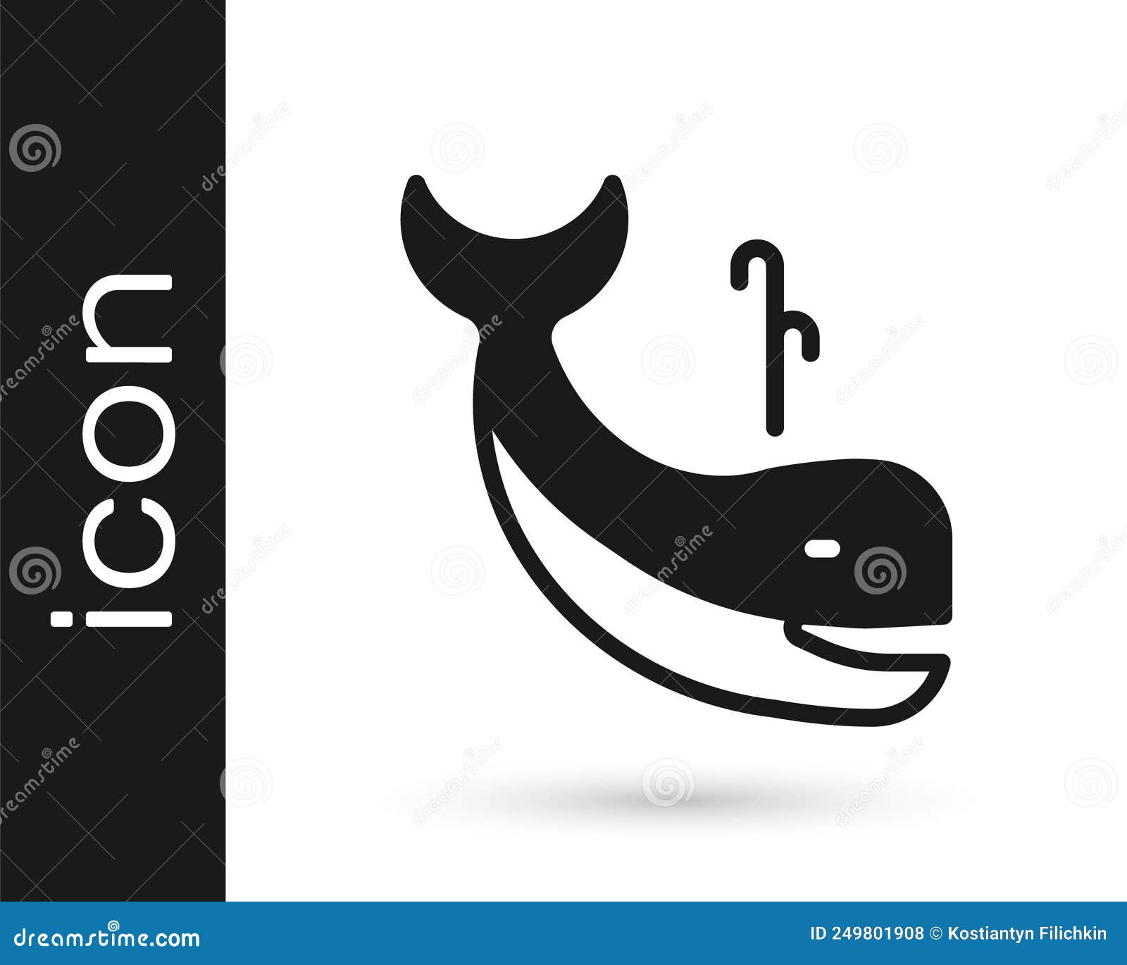 Black Whale Icon Isolated on White Background. Vector Stock ...