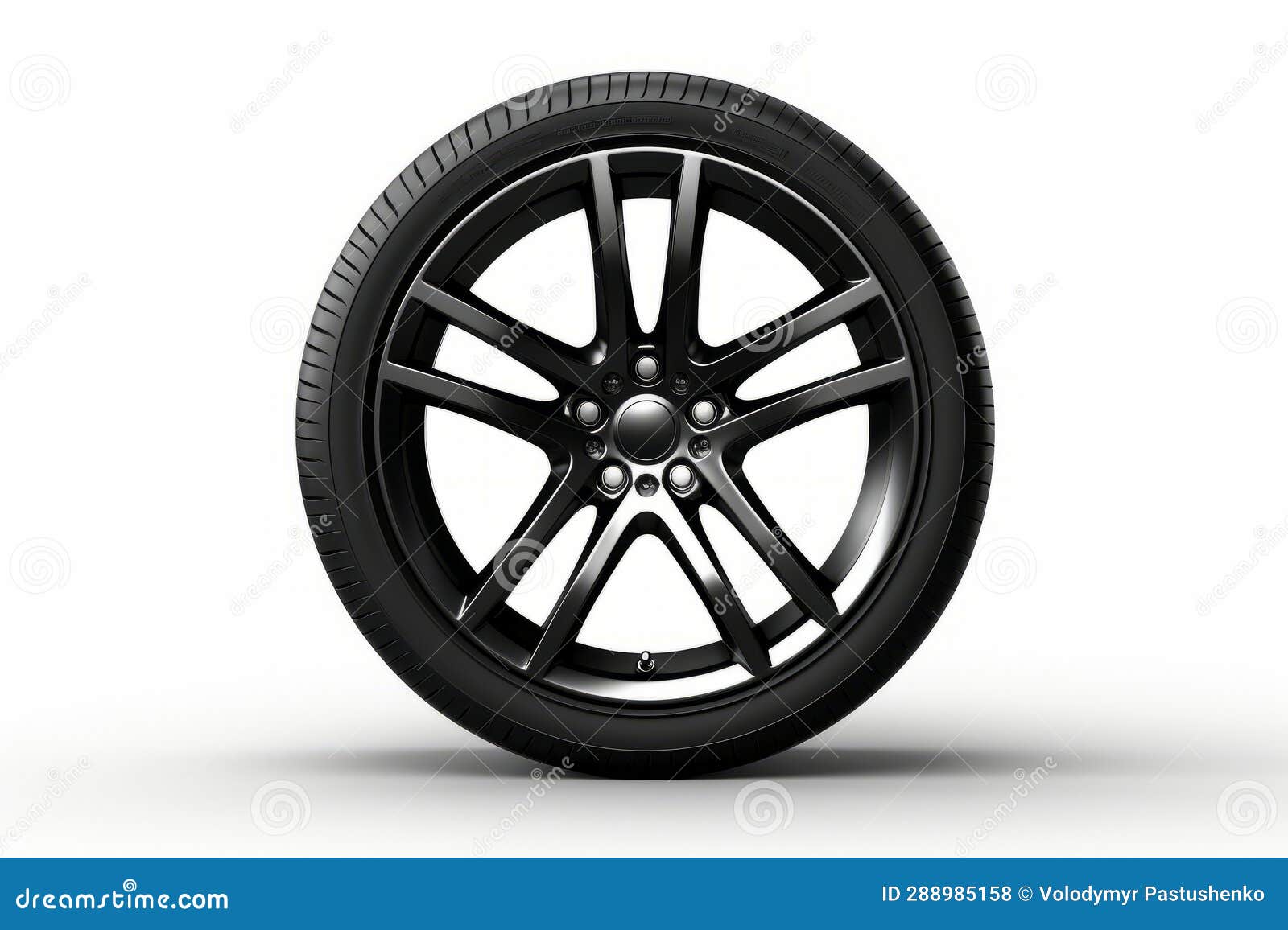Black Wheel on White Background with Shadow of the Tire. Generative AI ...