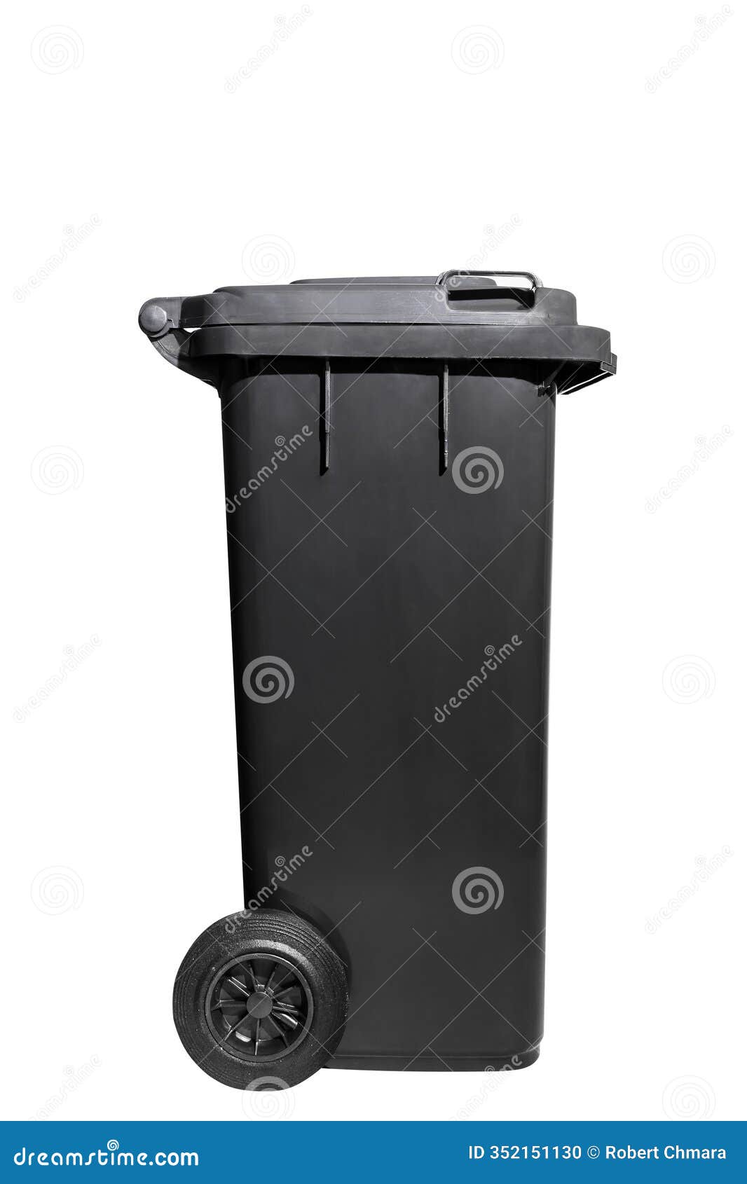 Black Wheelie Bin Isolated on White Background Stock Photo - Image of ...