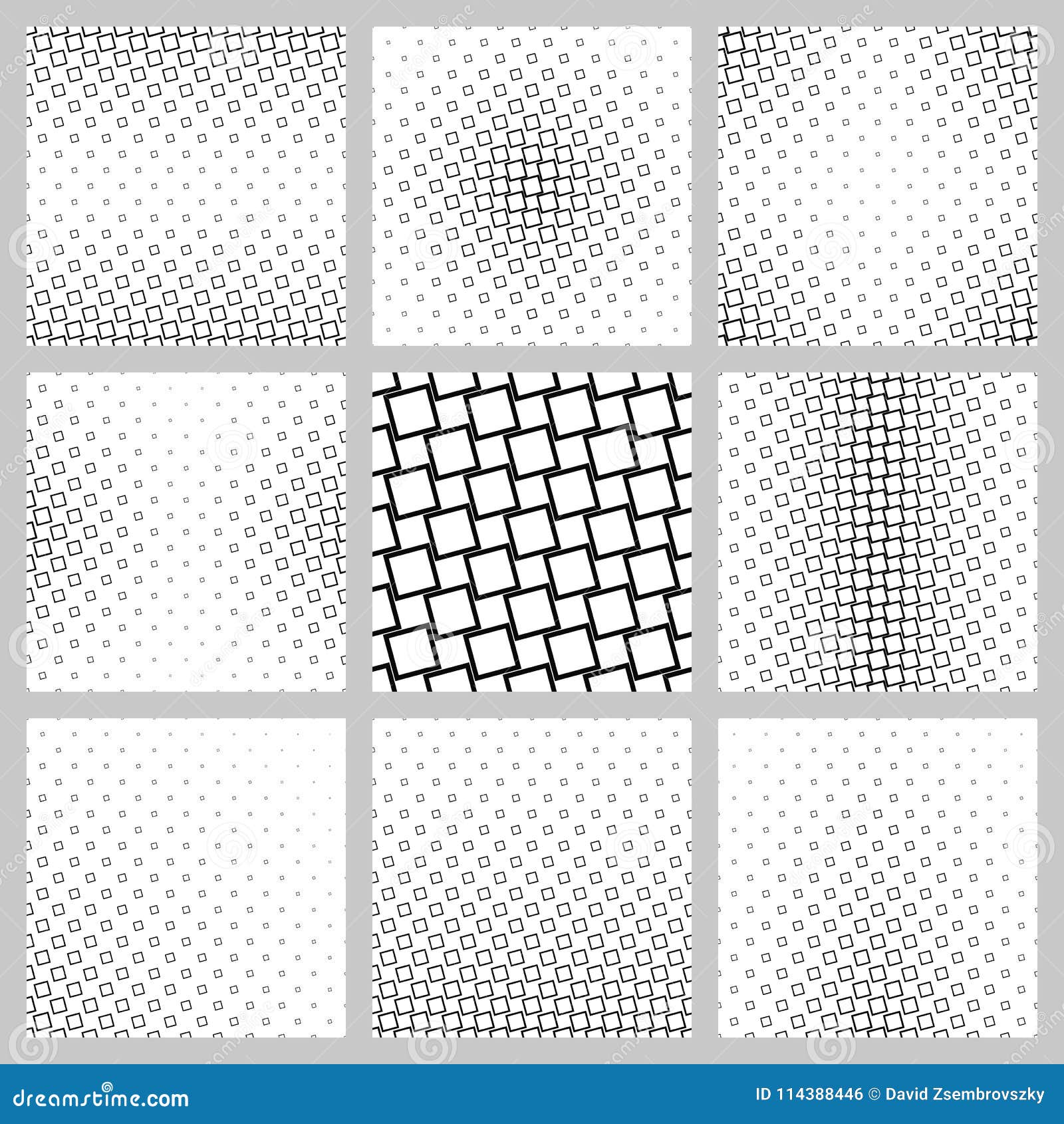 Black and White Angular Square Pattern Set Stock Vector - Illustration ...