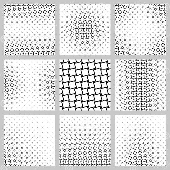 Black and White Angular Square Pattern Set Stock Vector - Illustration ...