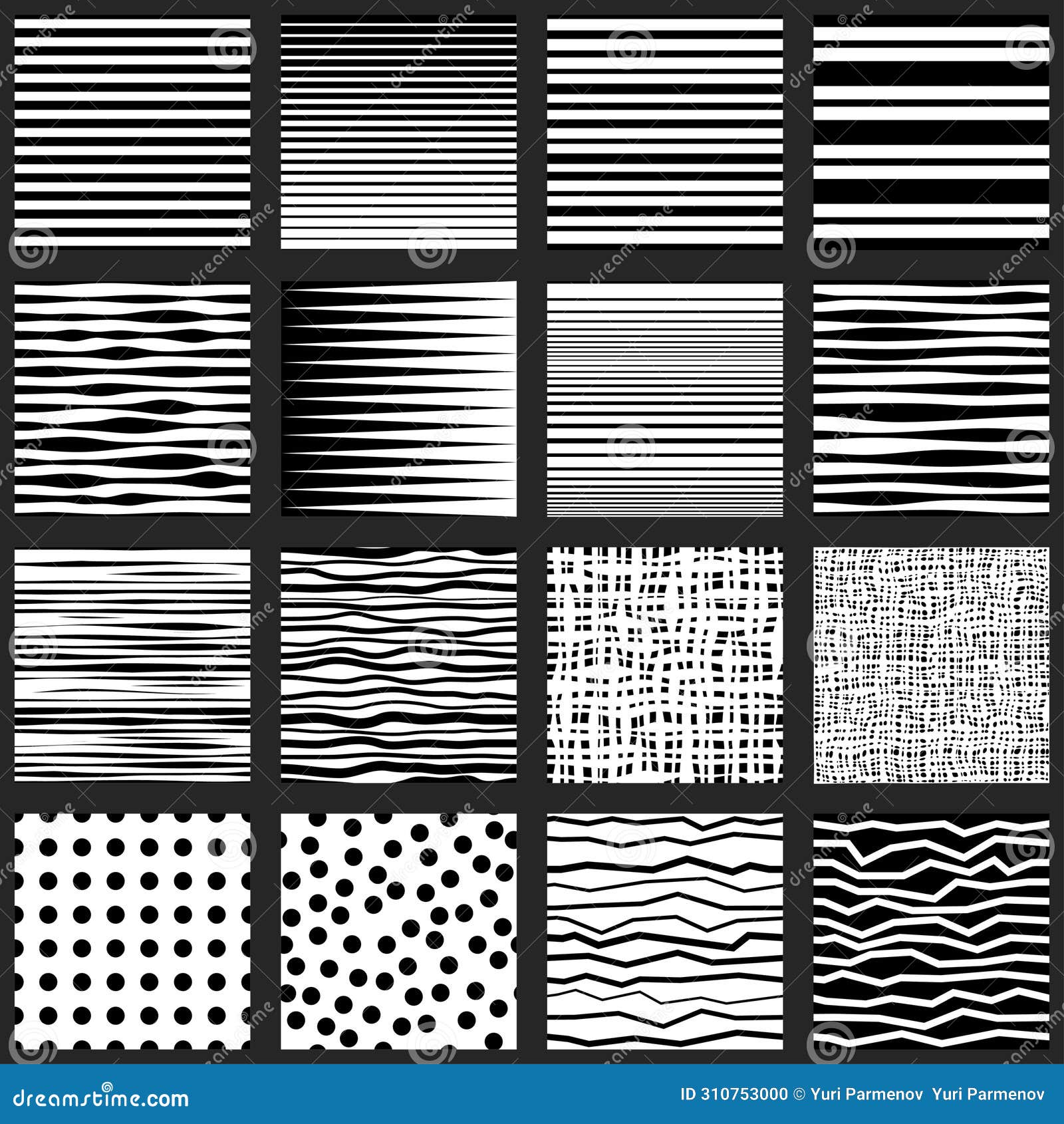 Curved Horizontal Stripes and Dots Pattern. Optical Art, Different ...
