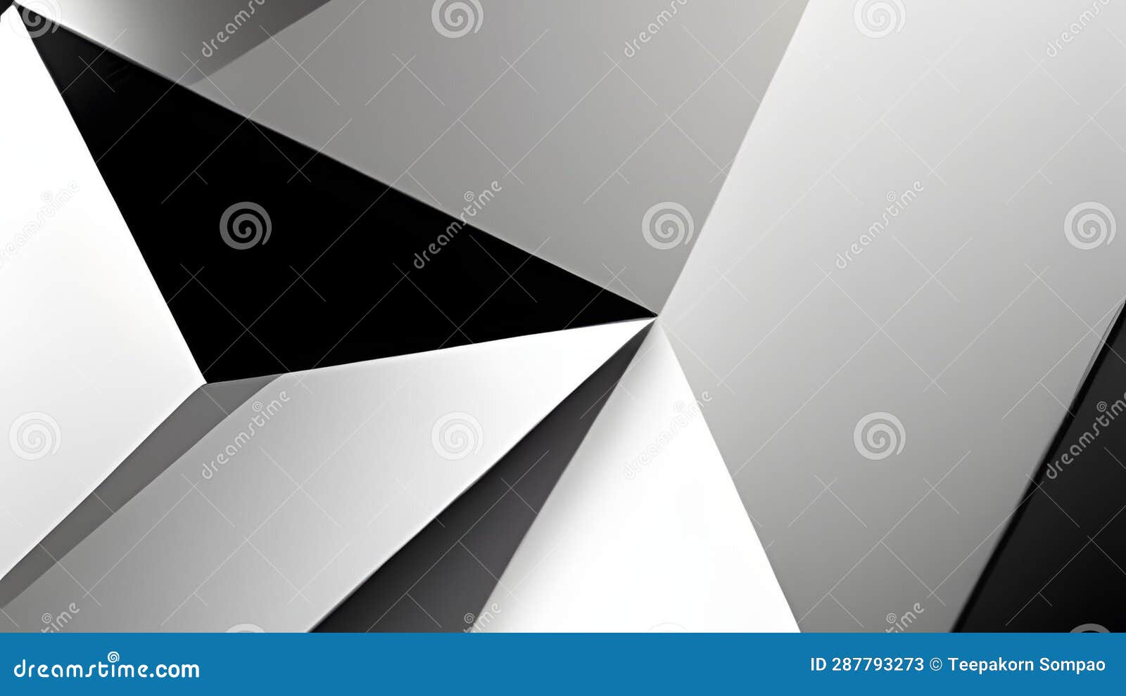 Black White Abstract Background. Geometric Shape. Lines, Triangles. 3d ...