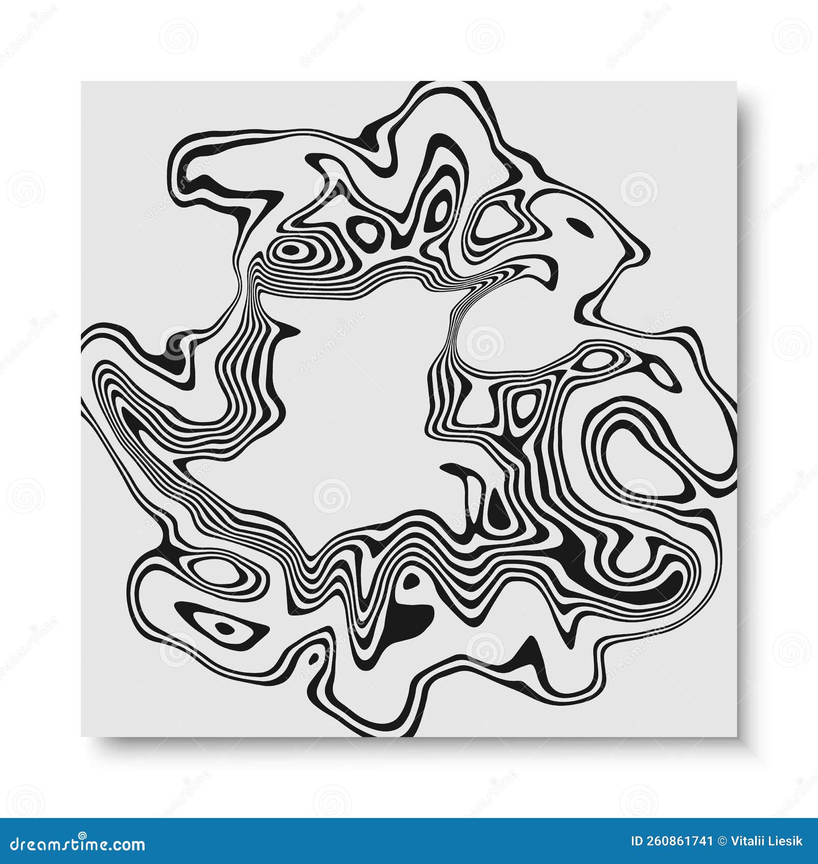 Black and White Abstract Circle Wave Design, Optical Illusion. Stock ...