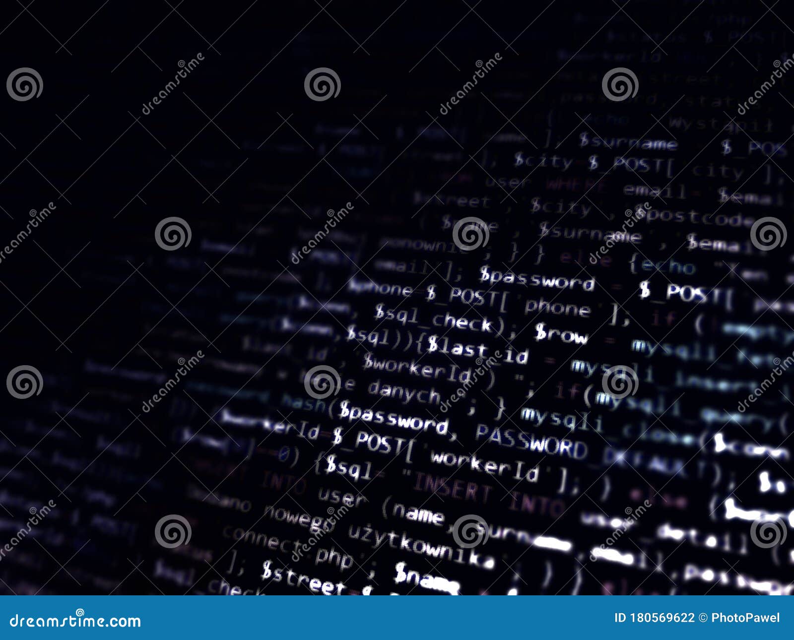 Black White Abstract Computer Code. White Programming Code on Black Background Stock Photo ...