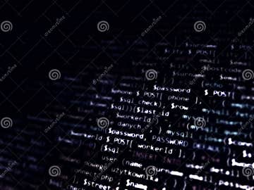 Black White Abstract Computer Code. White Programming Code on Black ...