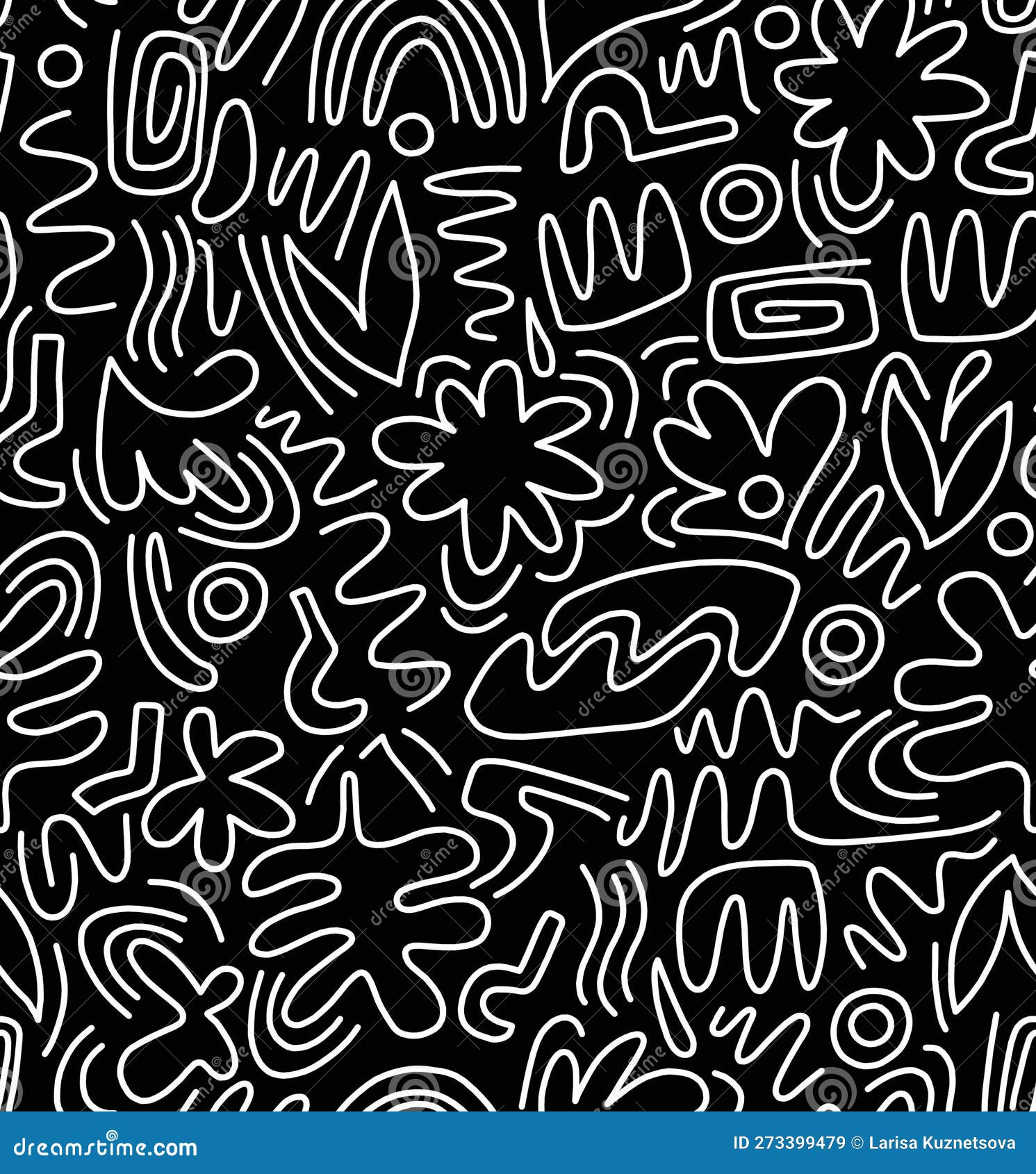 Black and White Abstract Drawing Hand-drawn in Scribbles on a Black ...