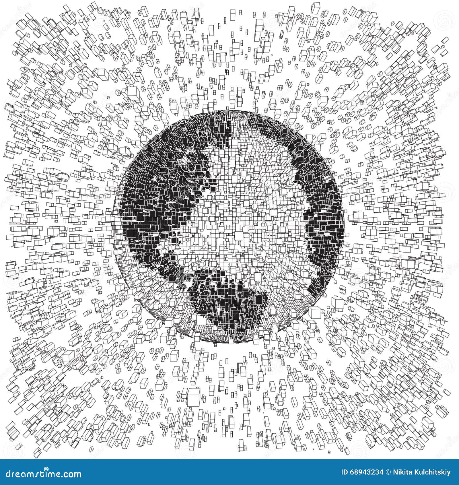 Black and White Abstract Earth Explosion Stock Vector - Illustration of ...