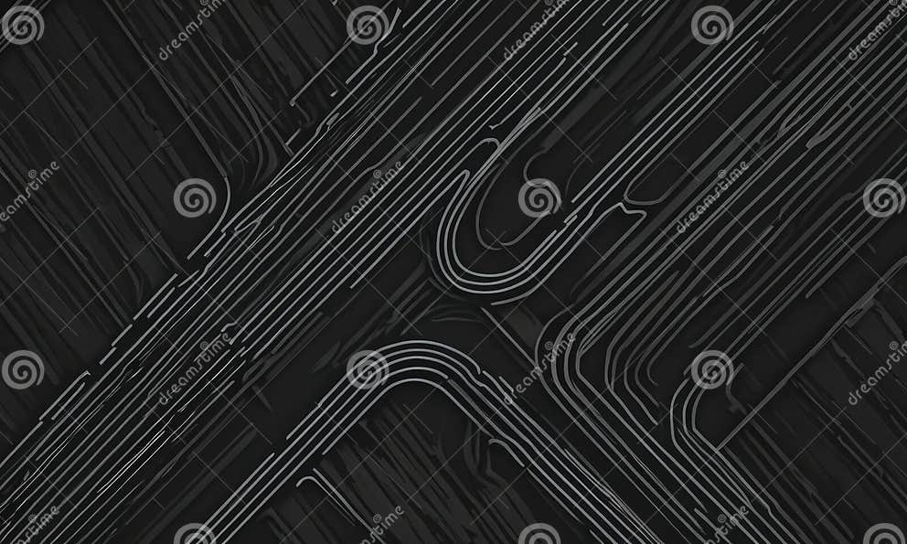 Black and White Abstract Featuring Complex Pattern Curved Lines and ...