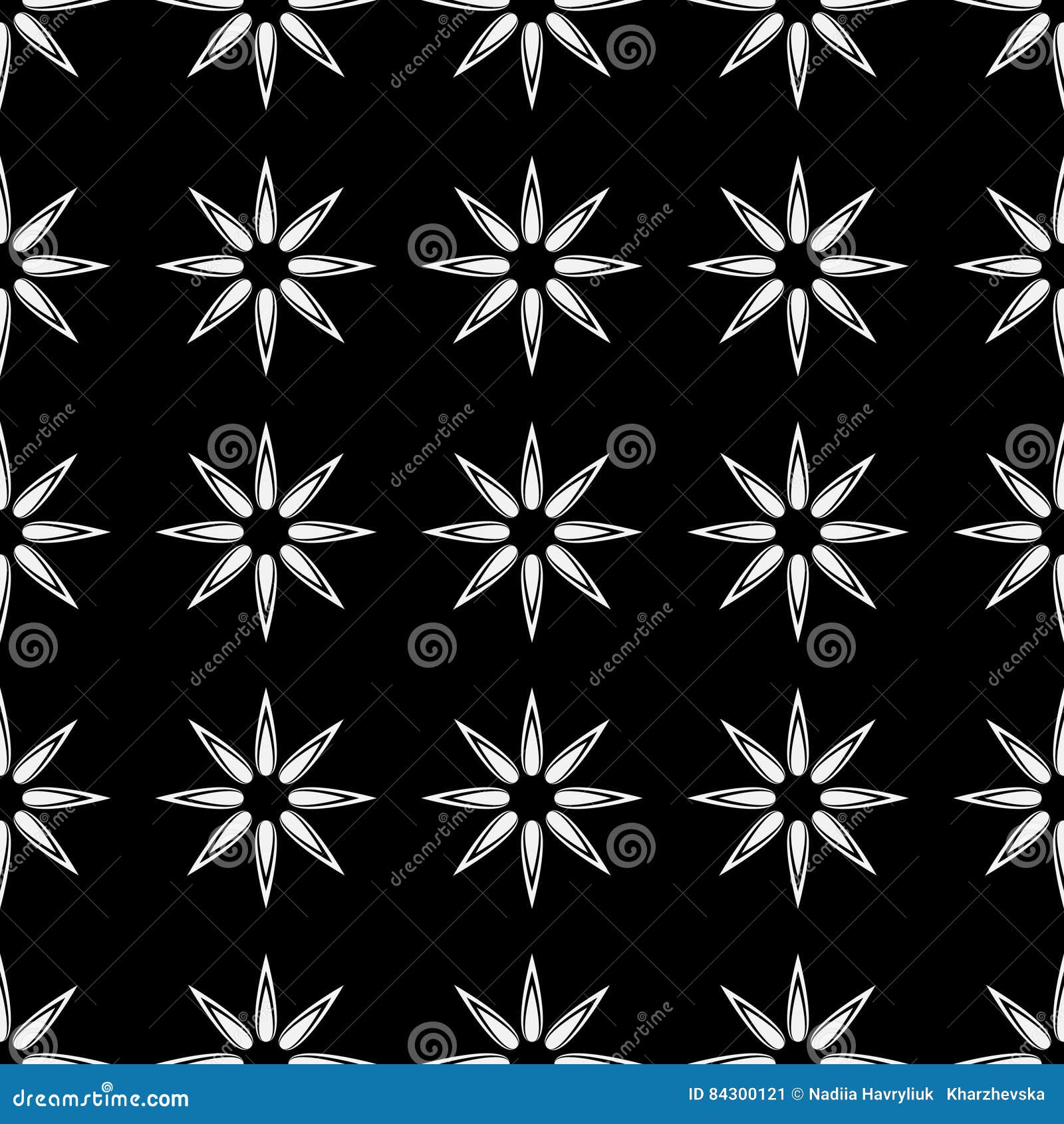 Black and White Abstract Floral Seamless Pattern. Stock Vector ...