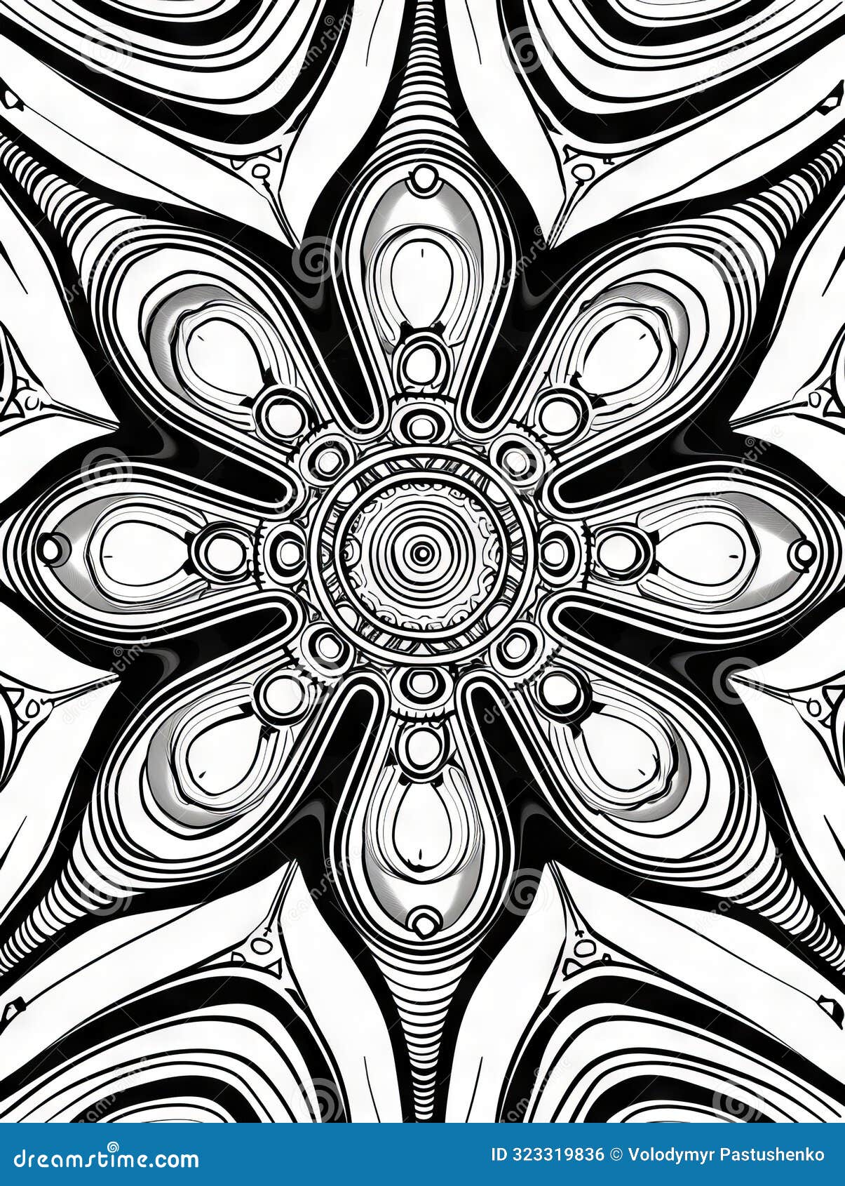 A Black and White Abstract Flower Design Stock Illustration ...
