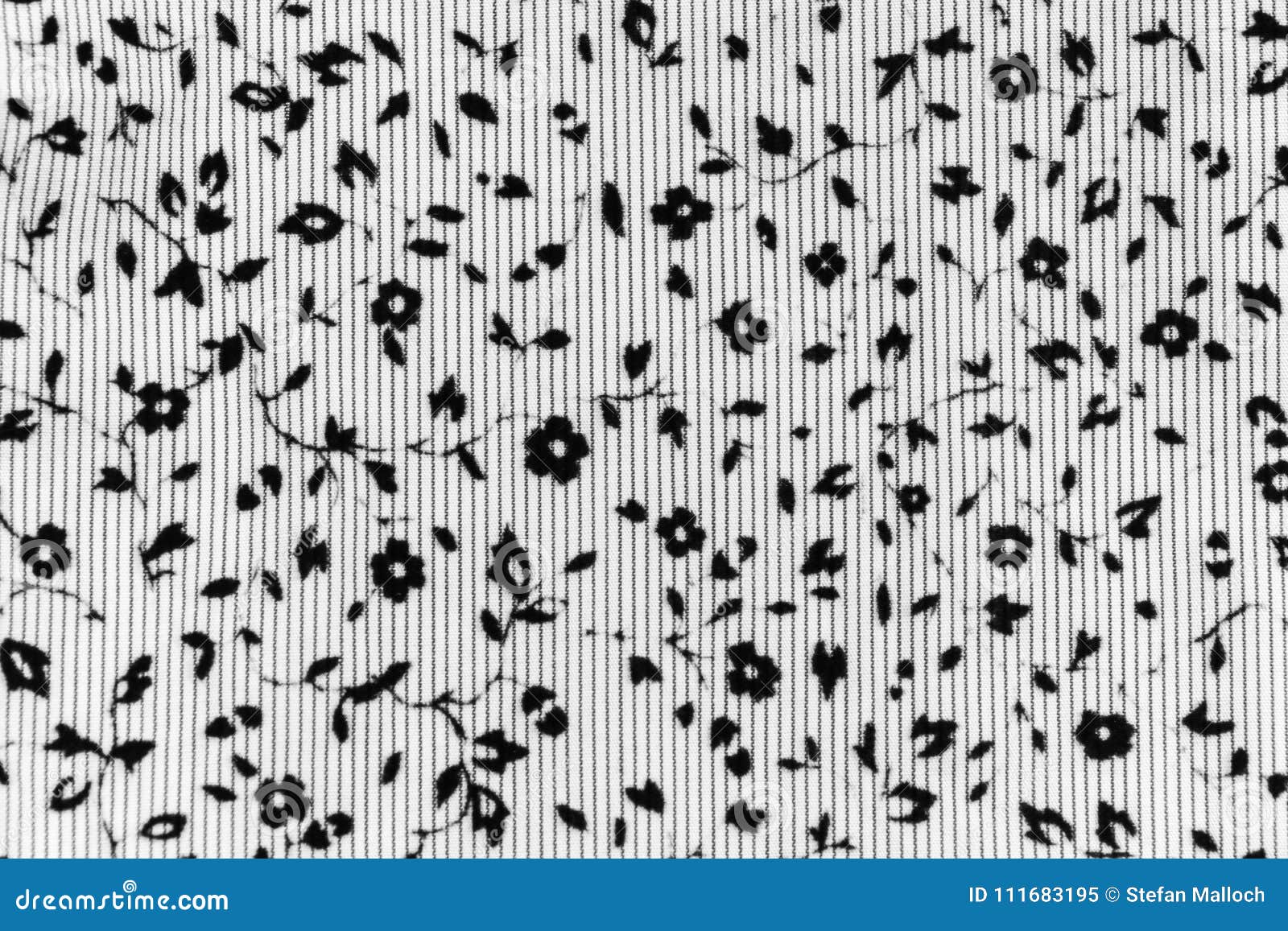Black and White Abstract Flower Pattern on Fabric Stock Image - Image ...