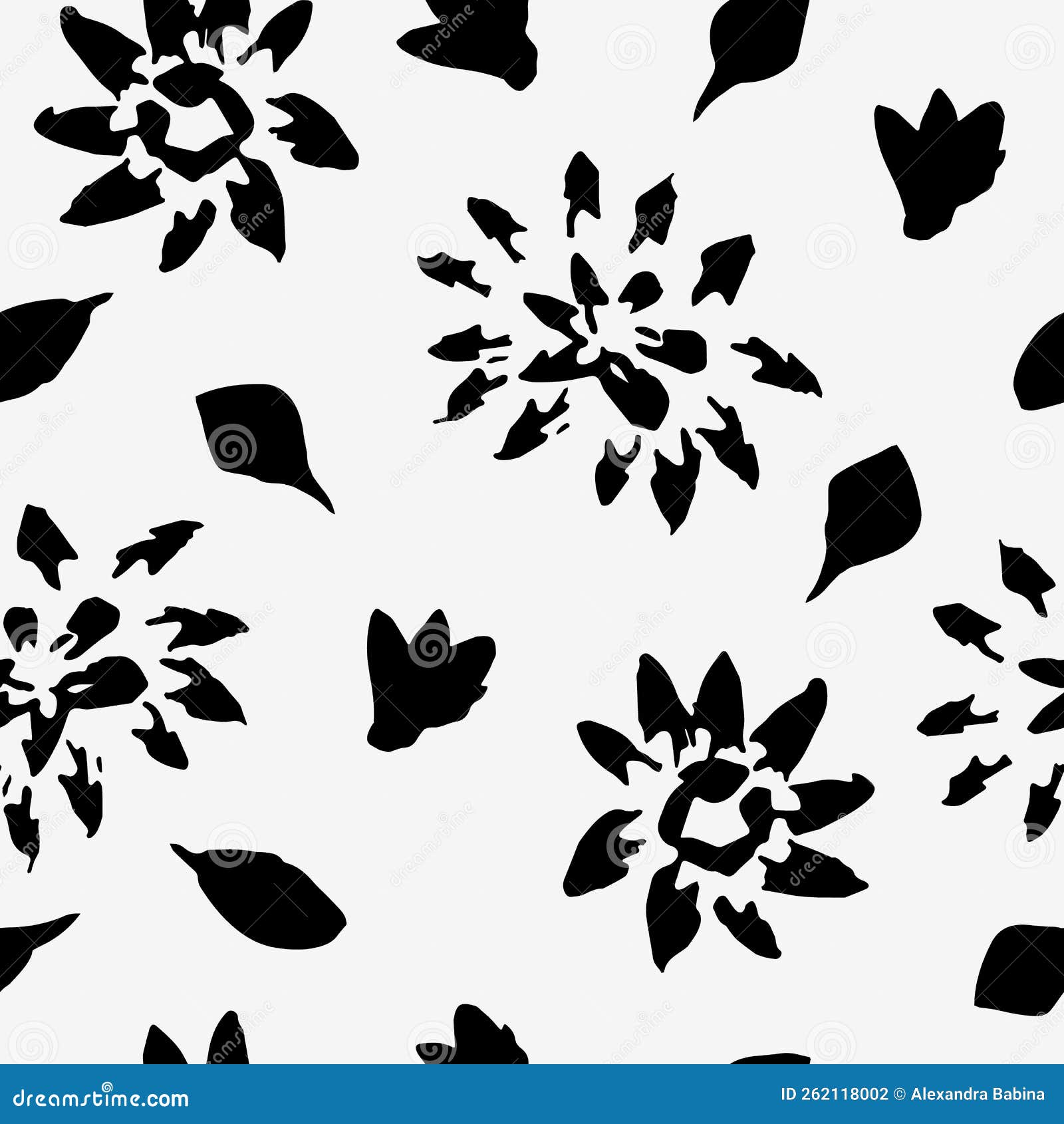 Black and White Abstract Flower Seamless Pattern. Stock Vector ...