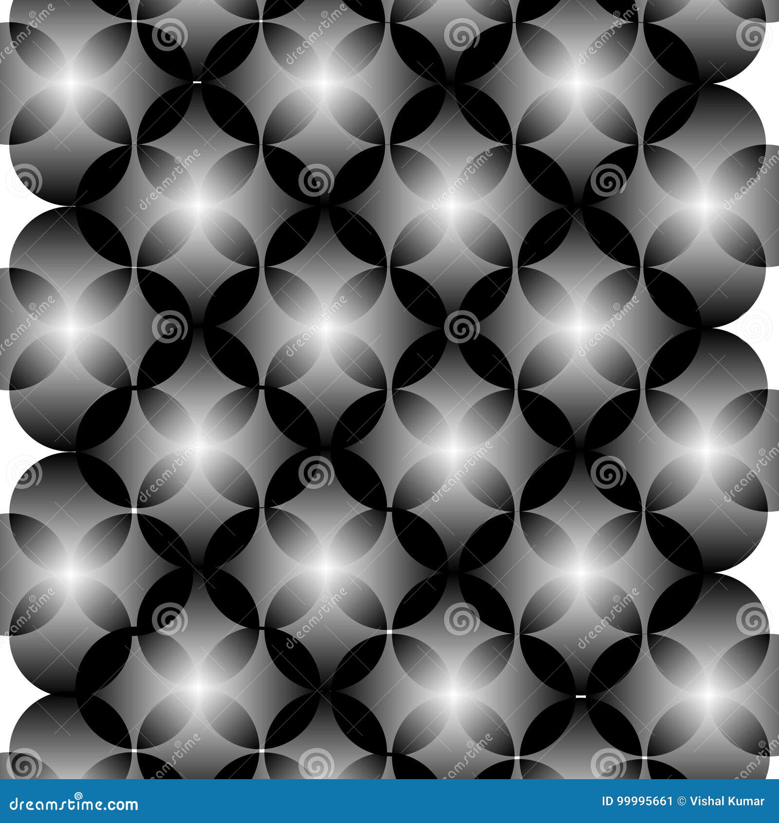 Black and White Abstract Geometric Circles Seamless Pattern, Vector ...