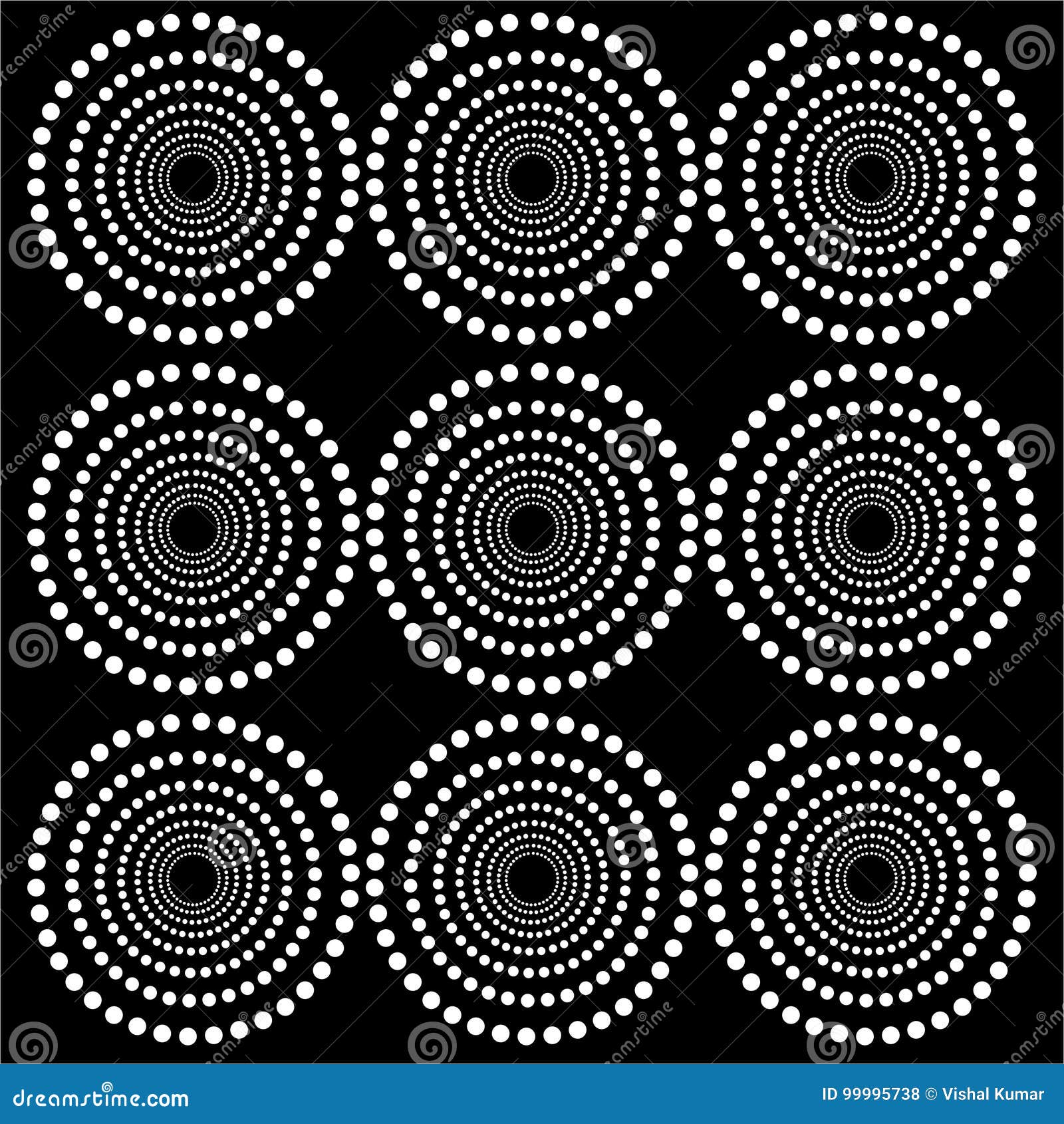 Black and White Abstract Geometric Circles Seamless Pattern, Vector ...