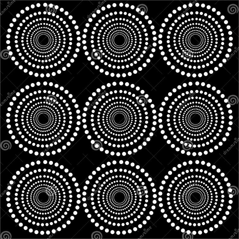Black and White Abstract Geometric Circles Seamless Pattern, Vector ...