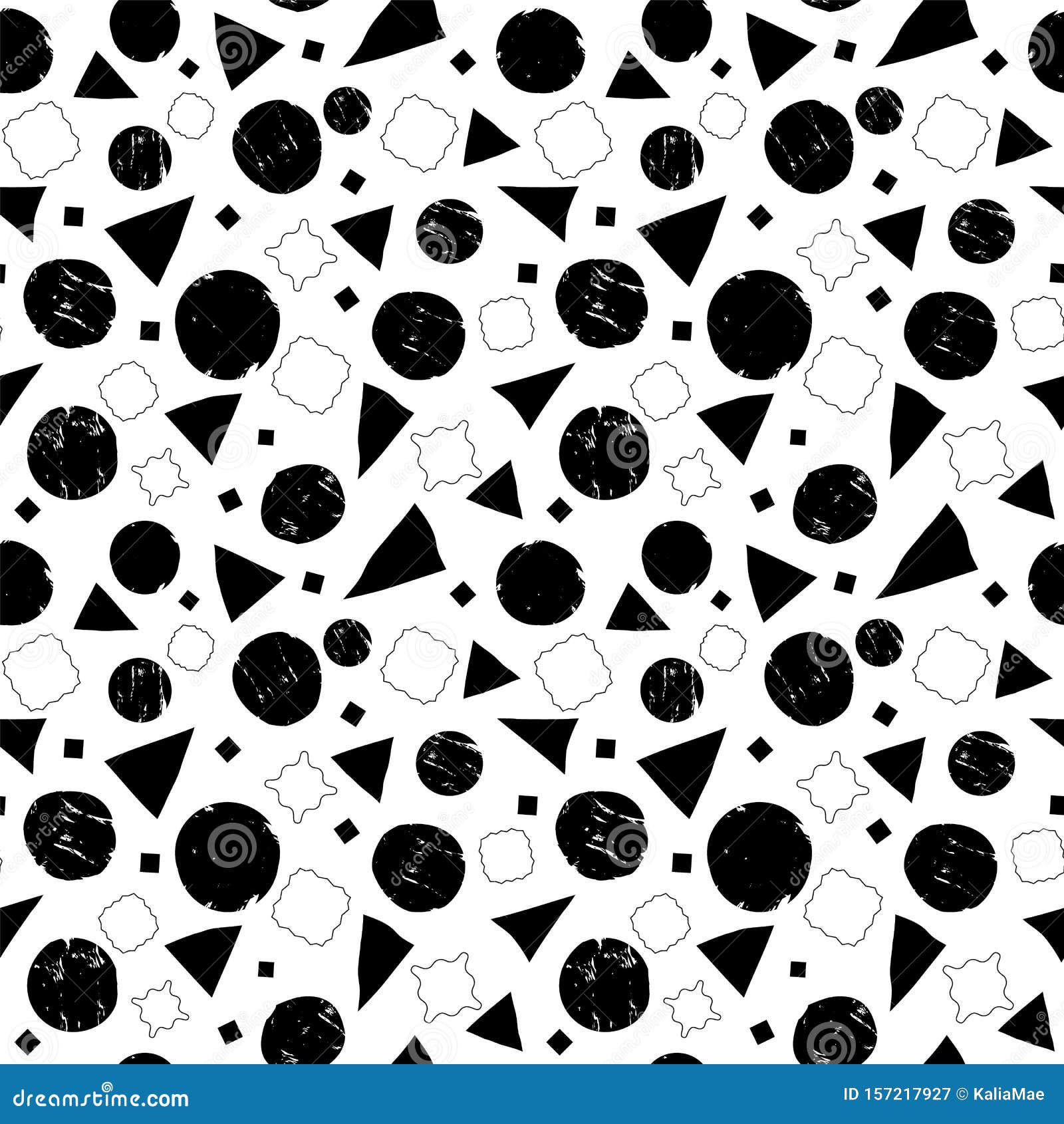 Black and White Abstract Geometric Shapes Seamless Background. Circles ...