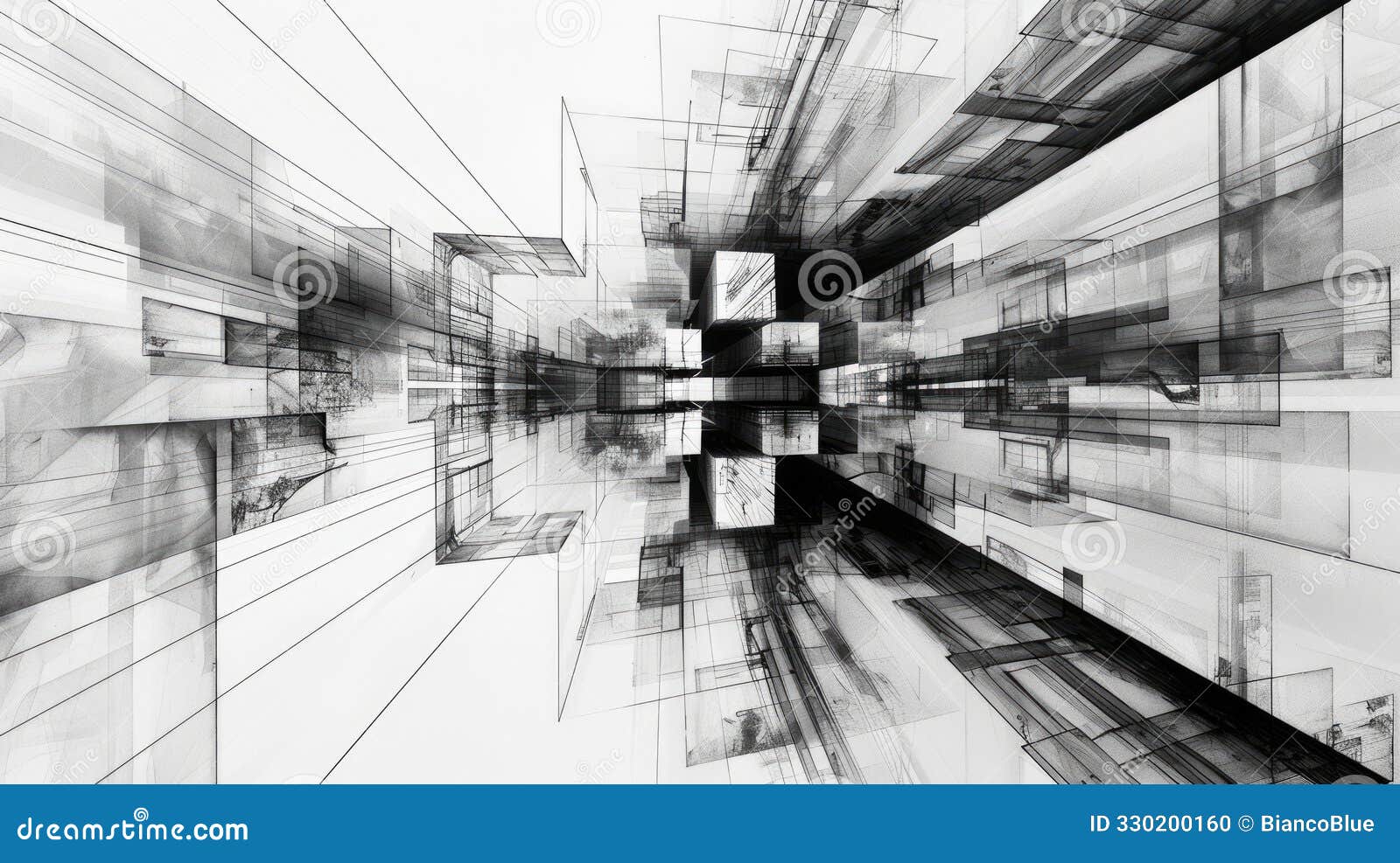 Black and White Abstract Geometric Structure. Concept of Architecture. AIG53F. Stock Photo ...