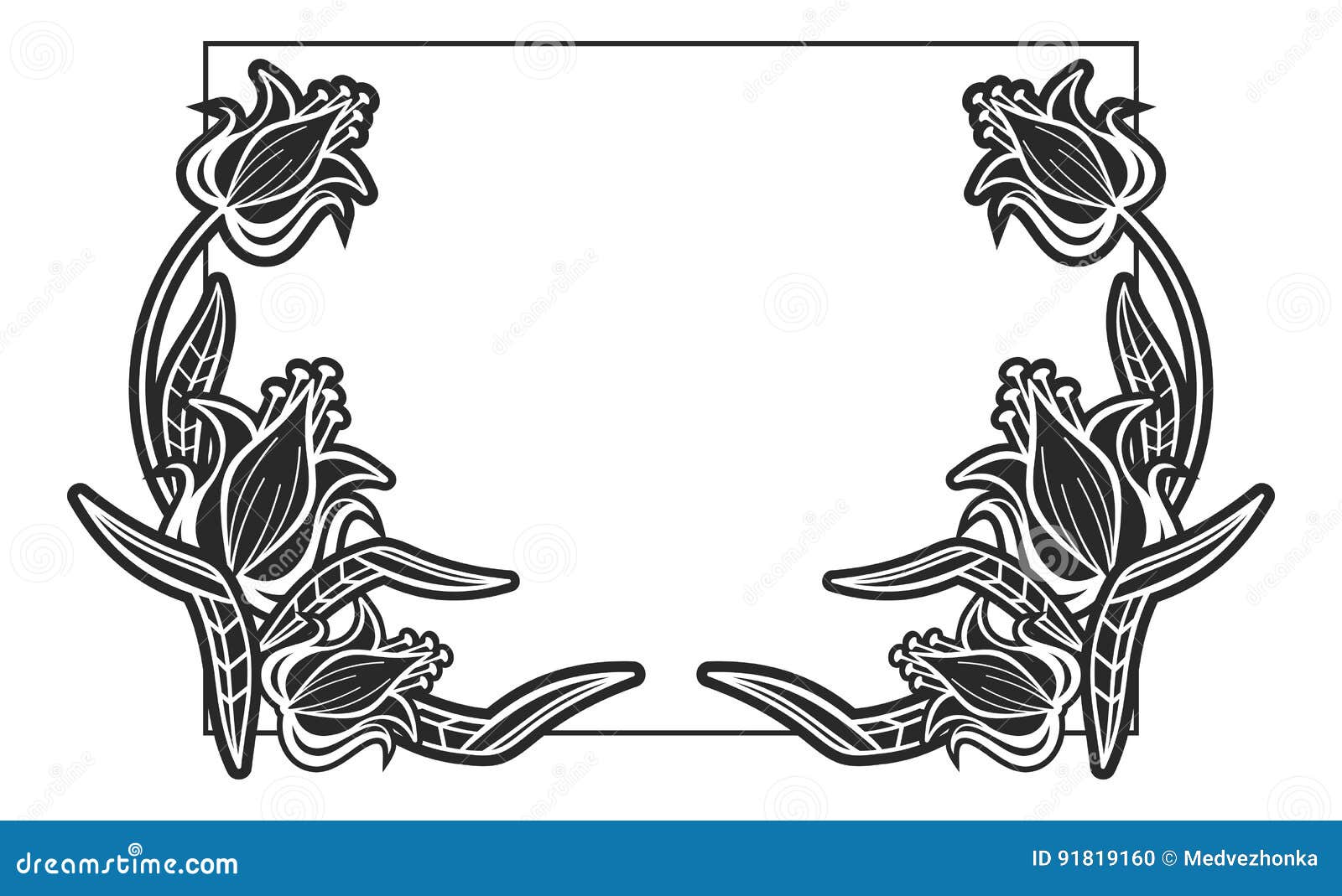 Black and White Abstract Horizontal Frame. Stock Illustration ...