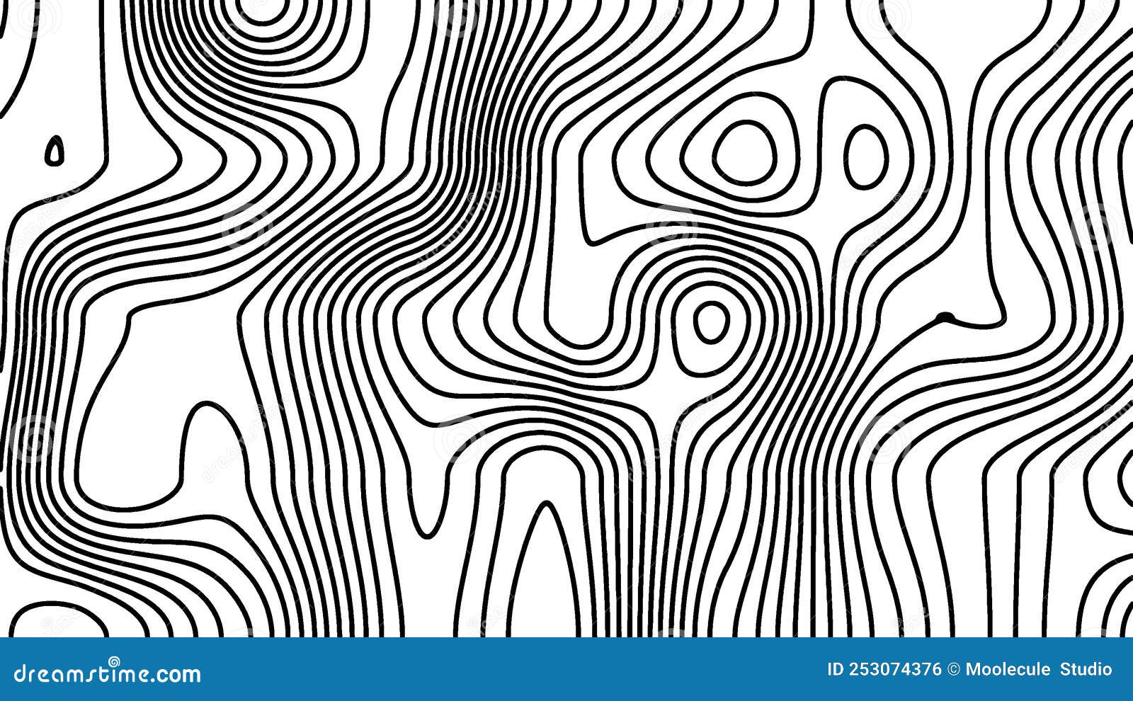Black and White Abstract Line Contour or Thopographic Map Pattern ...