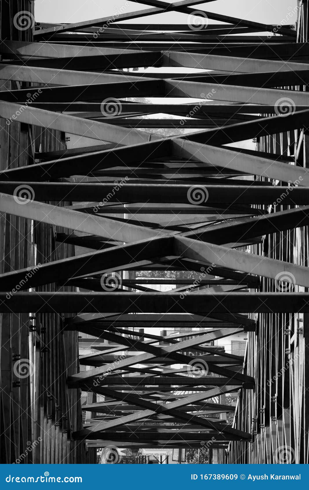 Black and White Abstract Lines and Shapes of a Bridge Stock Image ...