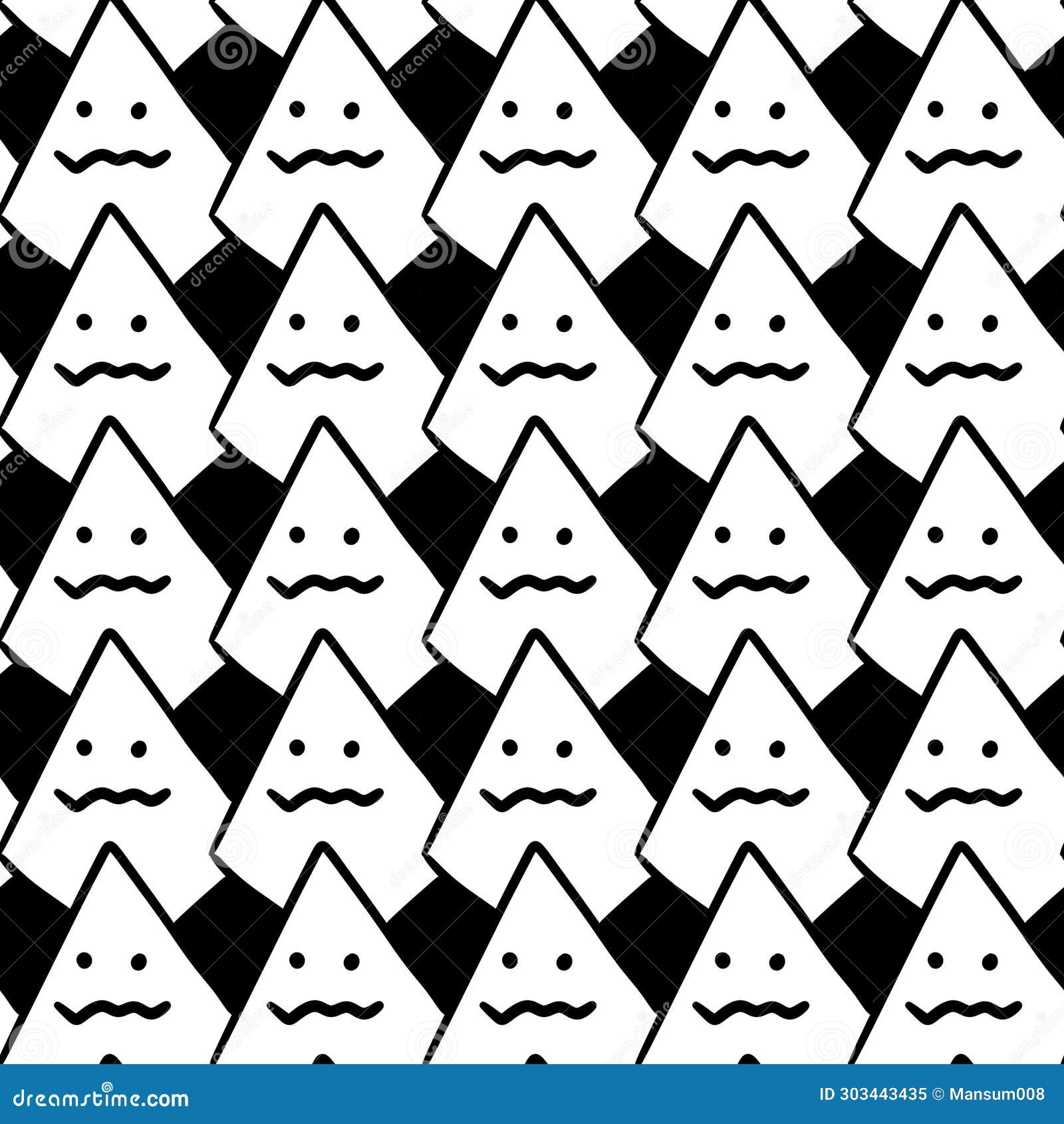 Black and White Abstract Monster Cartoon Background Stock Illustration ...