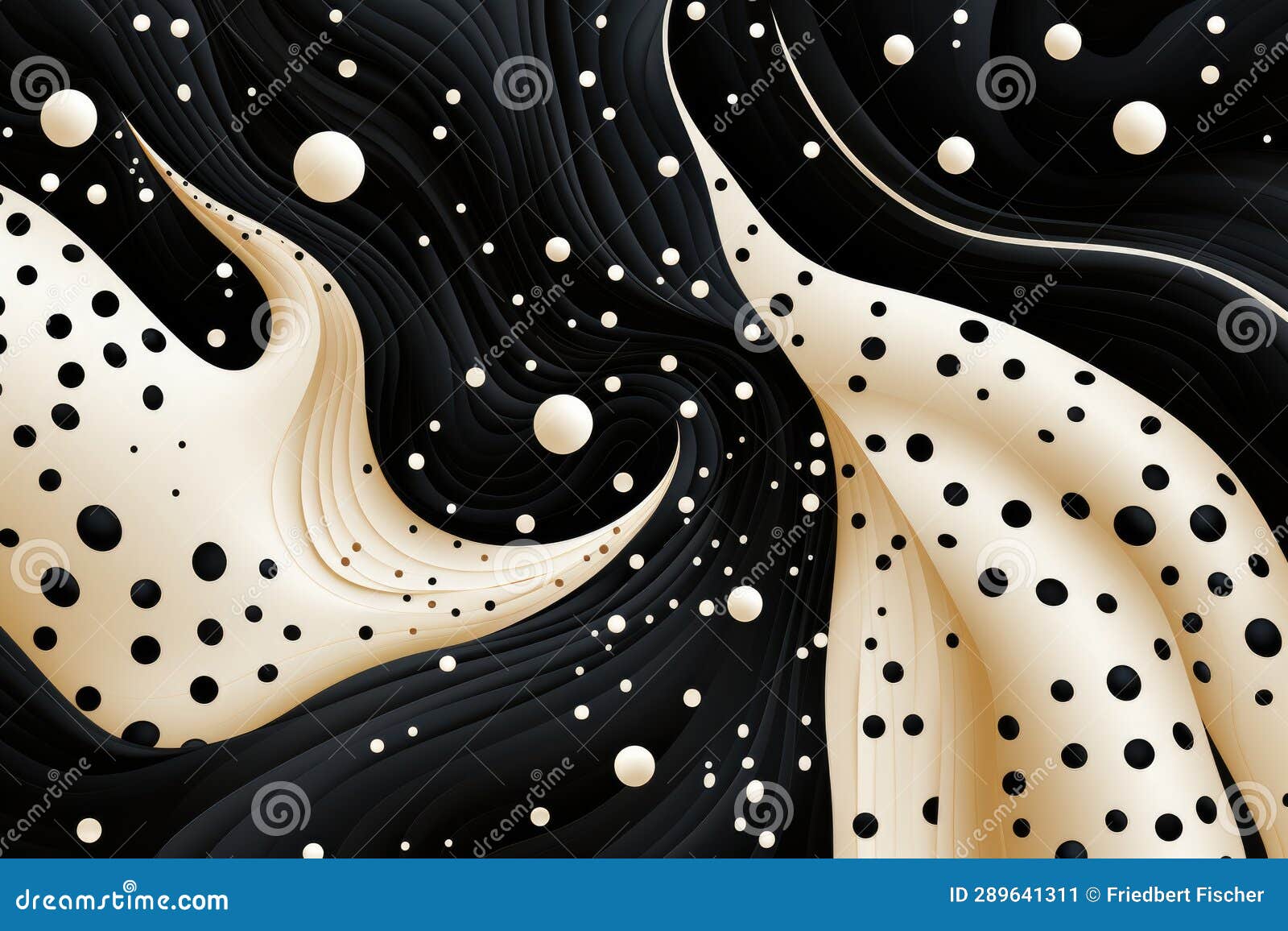 A Black and White Abstract Painting with Dots. Stock Illustration ...