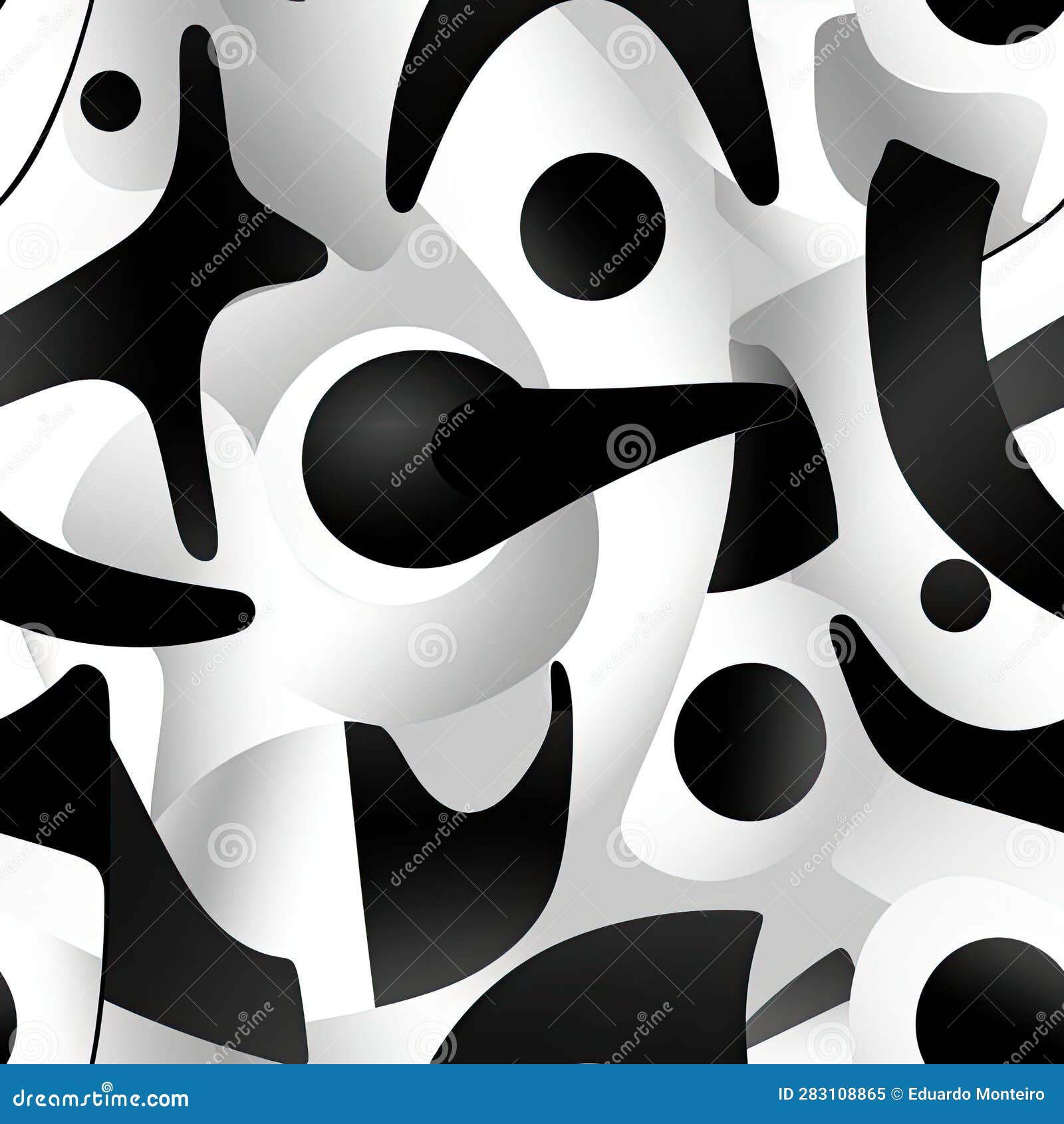 Black and White Abstract Pattern of Simplified Shapes (tiled) Stock ...