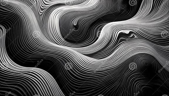 Black and White Abstract Pattern of Topographic Contour Lines Creating ...