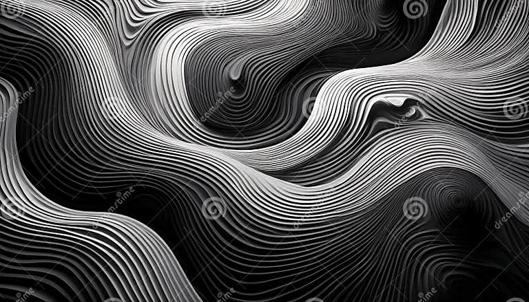 Black and White Abstract Pattern of Topographic Contour Lines Creating ...